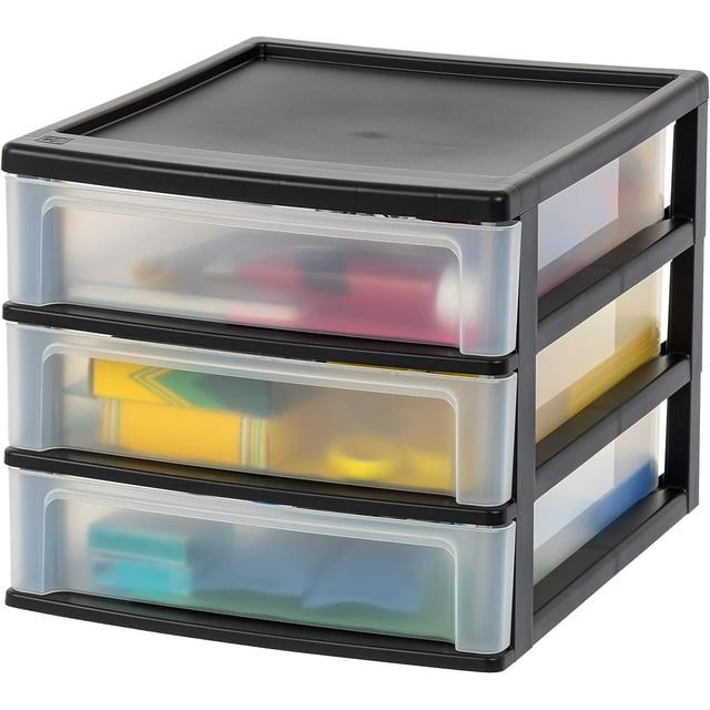 IRIS USA 3-Drawer Stackable Desktop Organizer, Medium, Plastic Storage ...