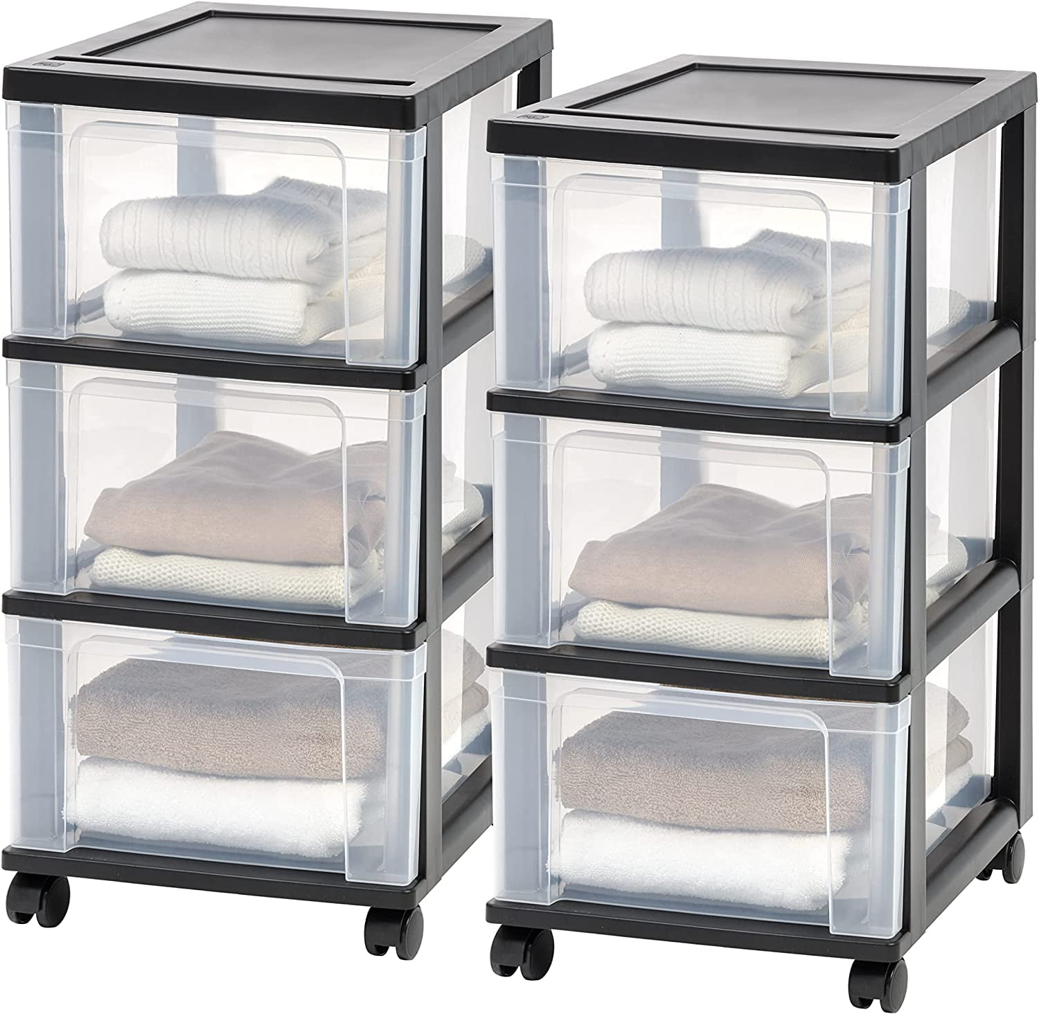 IRIS USA Plastic 3-Drawer Storage Organizer Rolling Cart, with Wheels ...