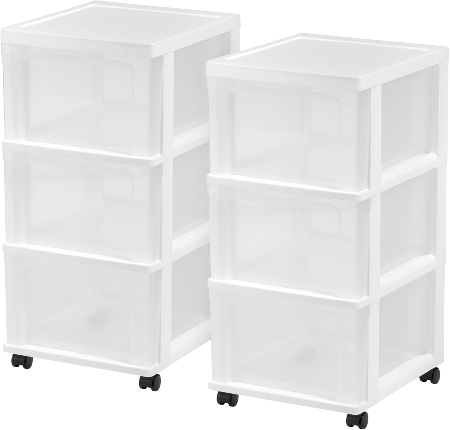 IRIS Plastic 3-Drawer Storage Organizer Rolling Cart with Wheels, Slim ...