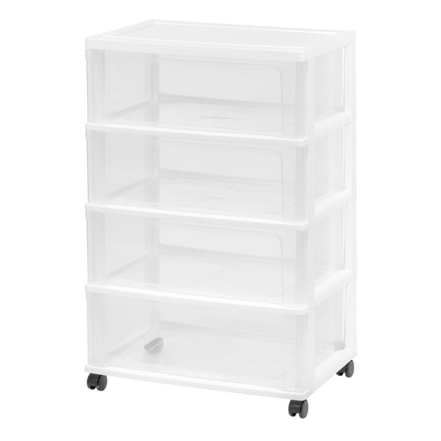 IRIS USA Rolling 4 Drawer Wide Storage Chest, Plastic Organizer ...