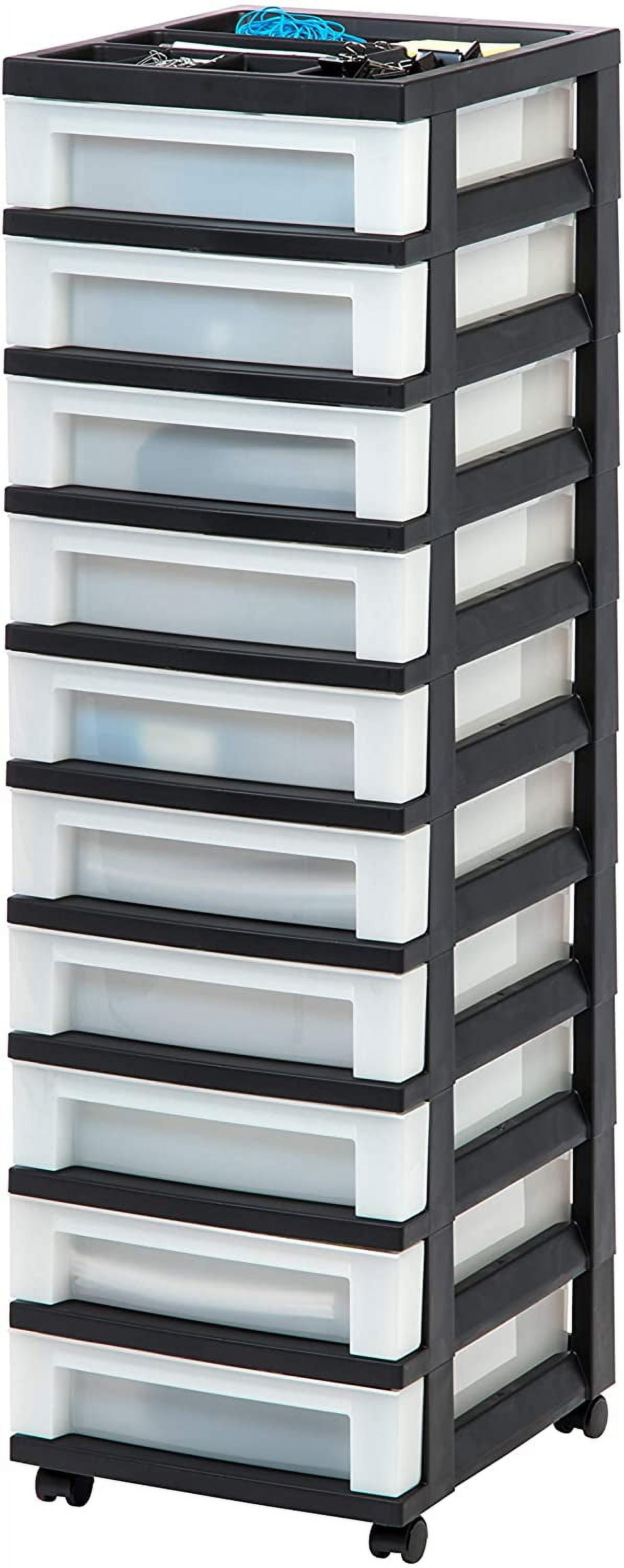 IRIS USA Plastic Drawer Storage Organizer Rolling Cart, with Wheels ...