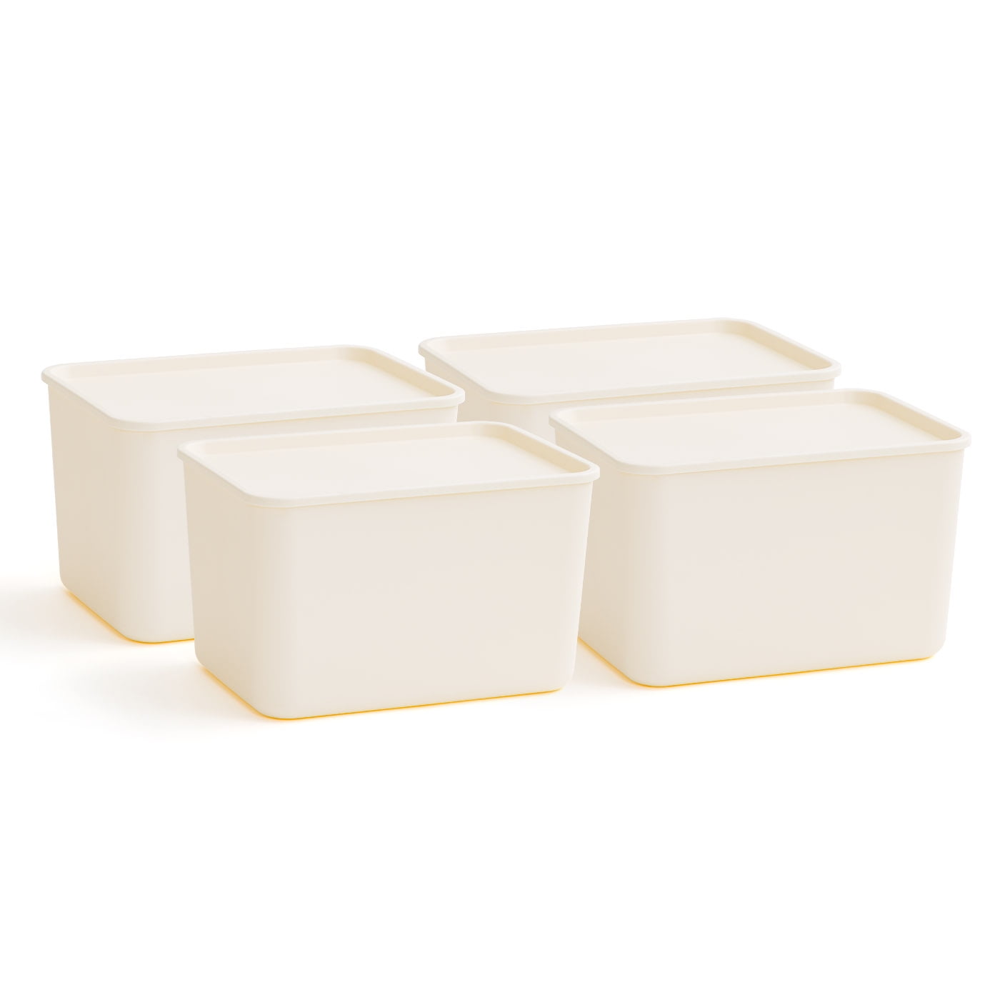 Iris Usa Plastic Modular Basket Bin And Lid Large 4 Pack Stackable