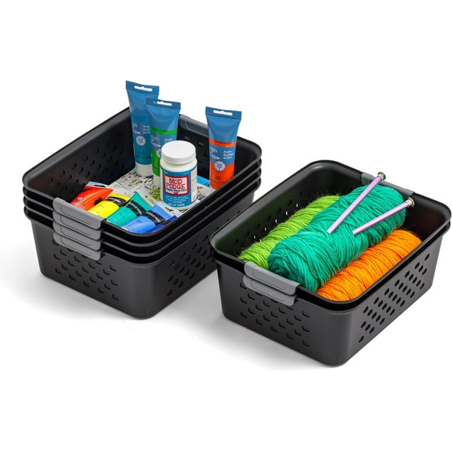 IRIS USA Decorative Plastic Storage Basket, Organizing Solution, Set of ...