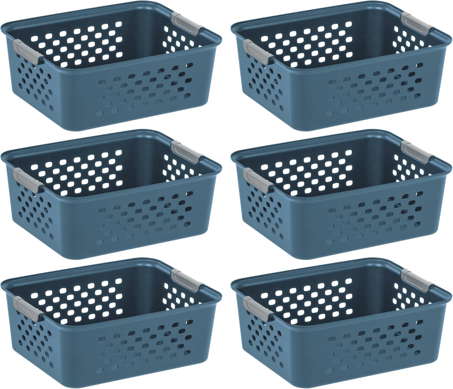IRIS USA Plastic Storage Basket, 6-Pack, Medium, Shelf Basket Organizer ...
