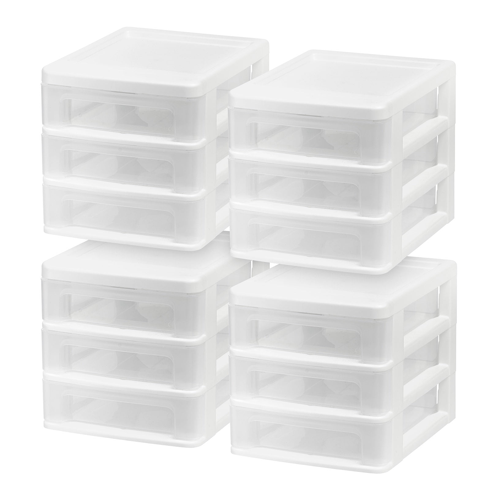 IRIS USA Compact 3-Drawer Plastic Desktop Organizer Set, Stackable ...