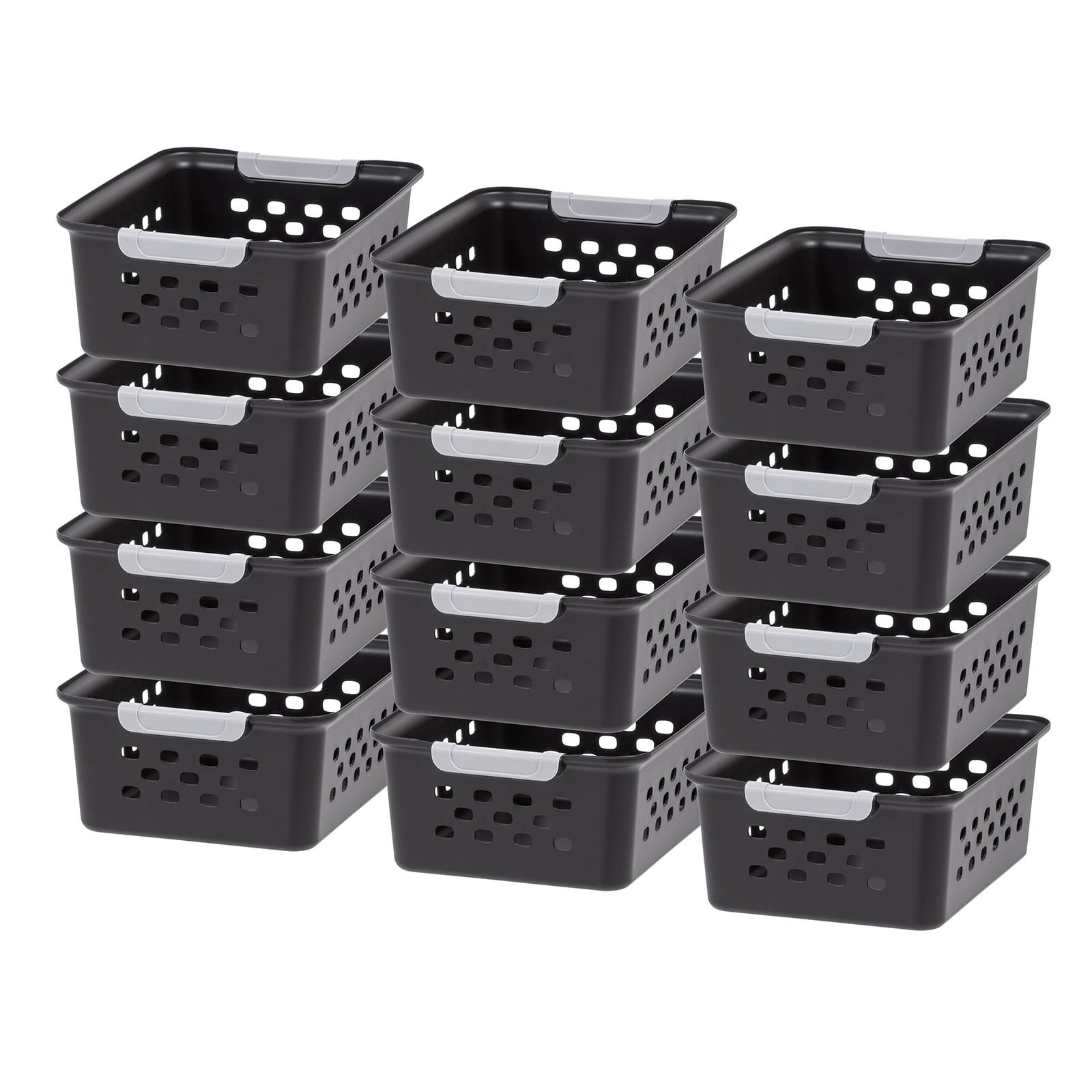 IRIS Small Plastic Storage Basket, 12-Pack, Narrow Stackable Organizer ...