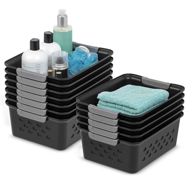 IRIS USA Plastic Storage Basket, 12-Pack, Multi-purpose Organizing ...