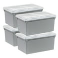 IRIS Plastic Storage Bins, Split Lid File Boxes, Letter Size, Gray, Set ...