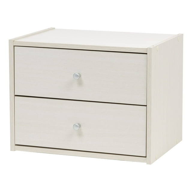 IRIS USA TACHI Modular Wood Stacking Storage Box with Drawer, Off White ...