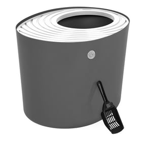 IRIS Top Entry Cat Litter Box with Scoop | Stylish Round Enclosed ...