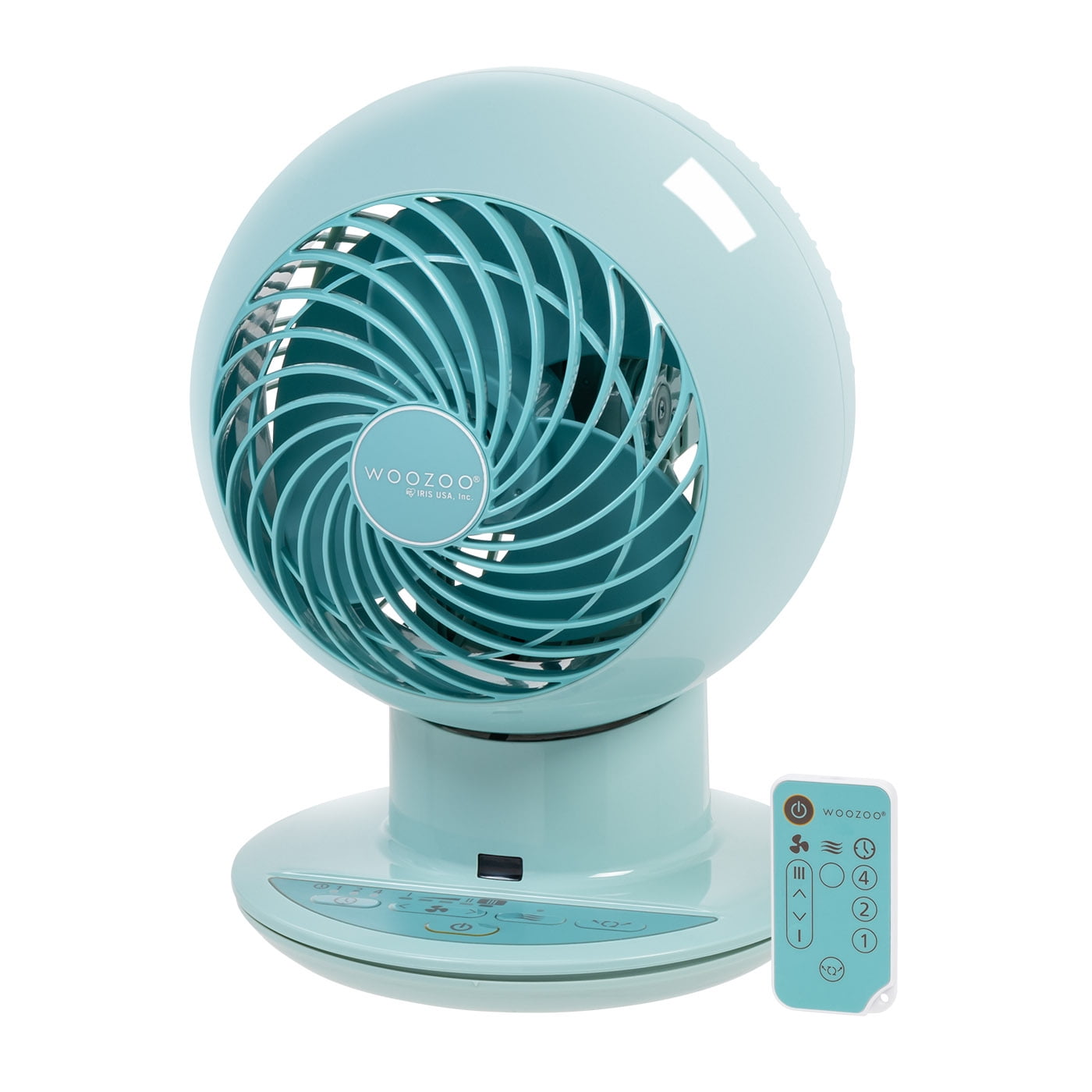 IRIS USA WOOZOO Quiet Rotating Desktop Electric Fan with Remote, Blue ...