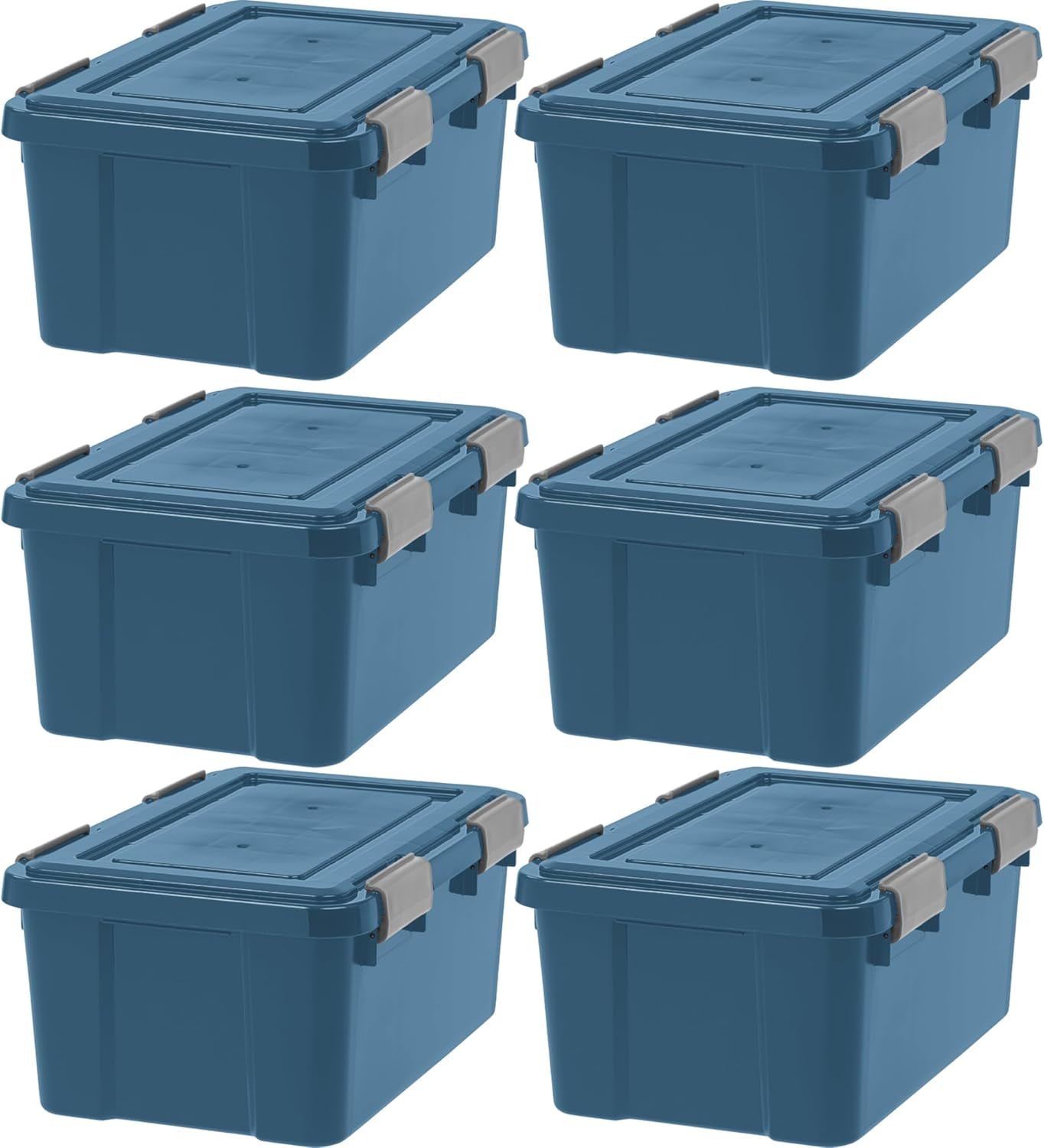 IRIS USA WeatherPro 19 Qt Eco-Friendly Storage Bins with Lids, 6 Pack, BPA-Free Plastic Gasket ...