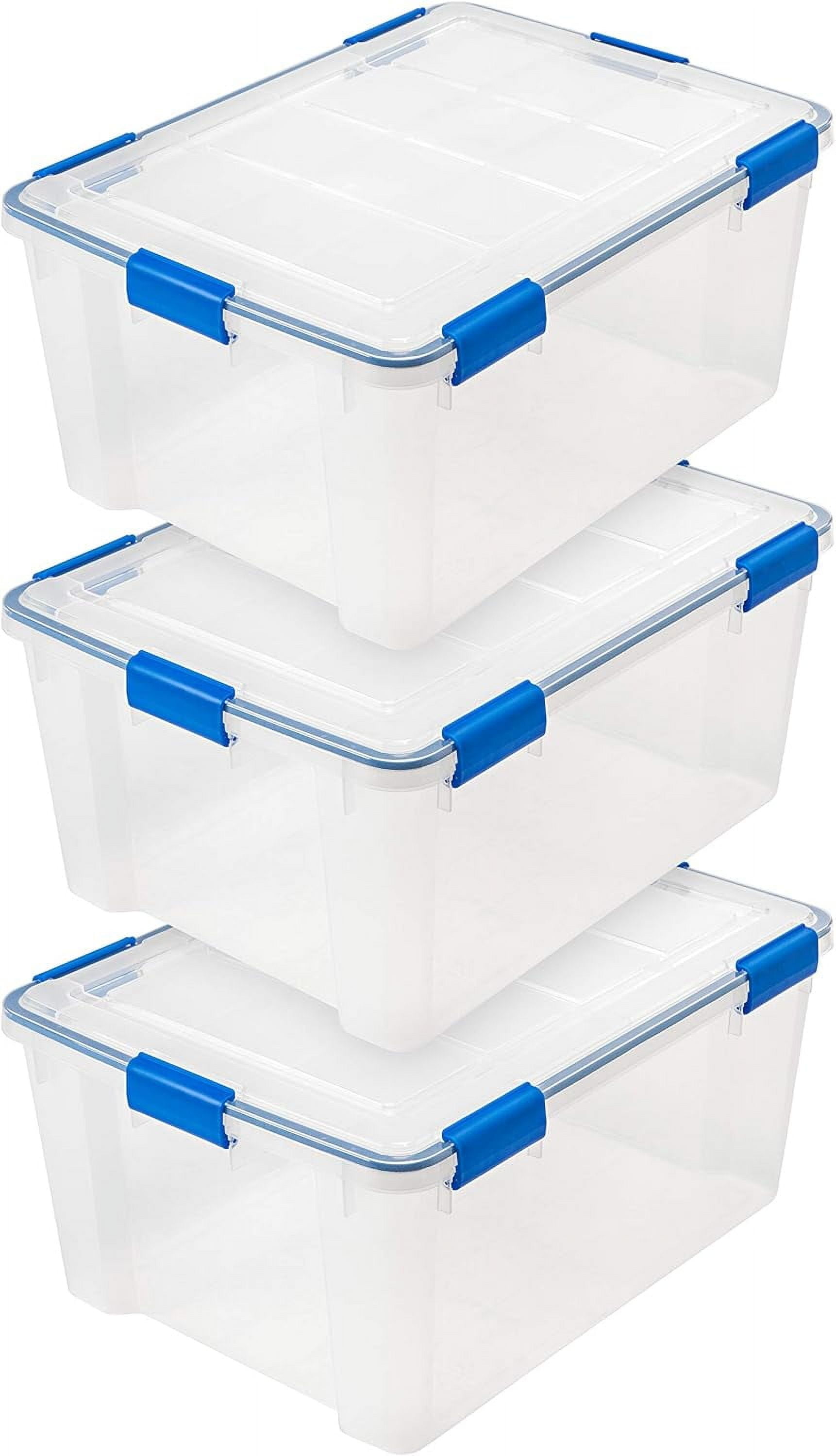 IRIS USA WeatherPro 60 Qt Storage Bins with Lids, 3 Pack, BPA-Free ...