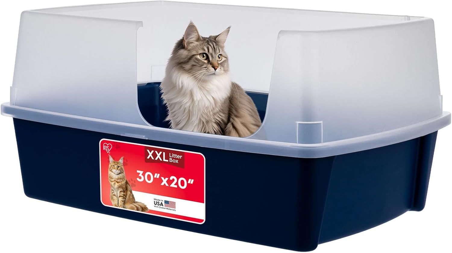 IRIS USA XX-Large Side Entry Cat Litter Box Open Top with High-Sided ...