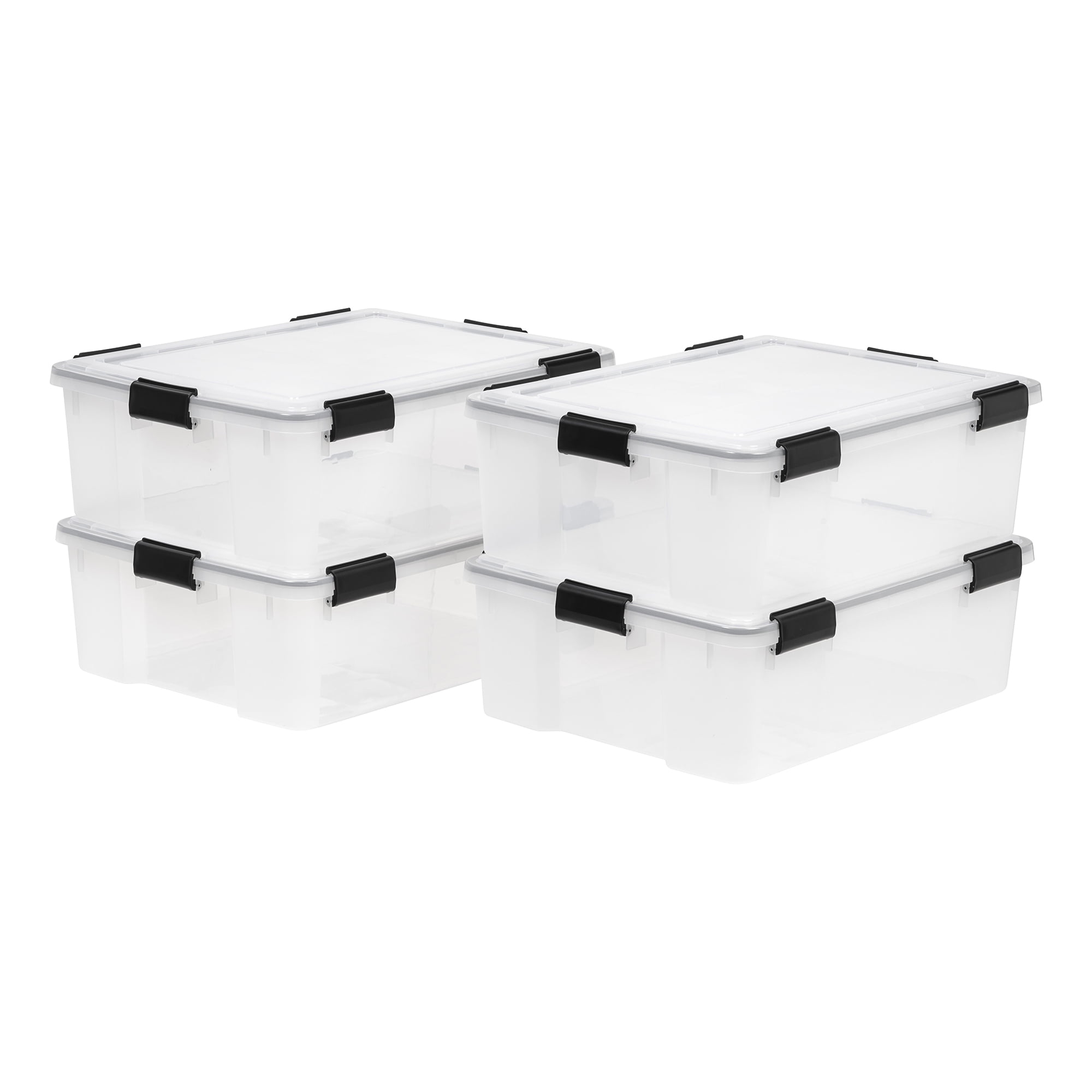 IRIS41-Quart Stackable Plastic WEATHERTIGHT Clear Storage Box & Lid, 4 ...