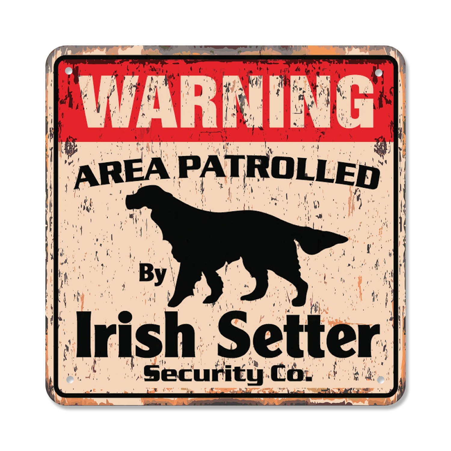 IRISH SETTER Vintage Security Sign Area Patrolled pet dog watch guard ...