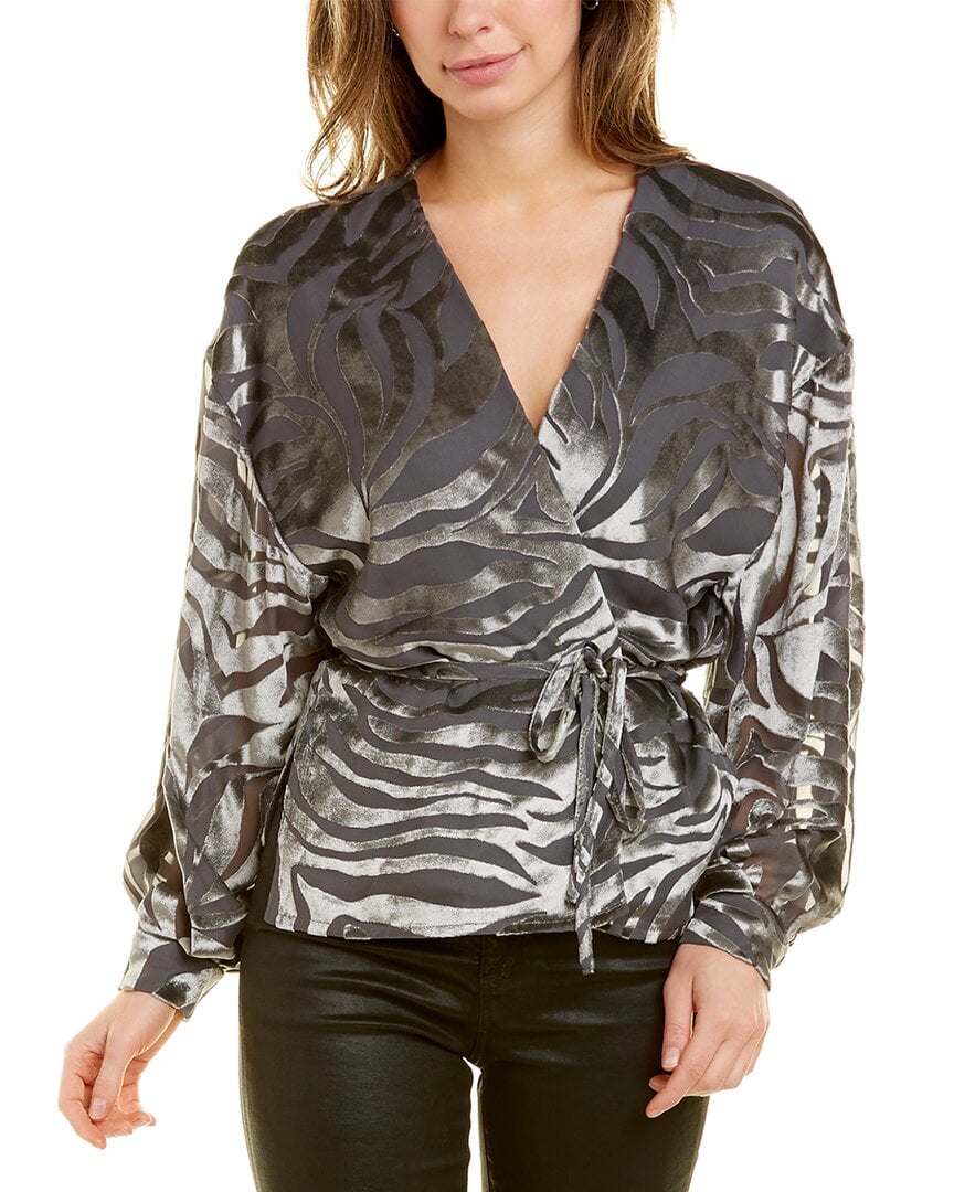 IRO womens Nurat Silk-Blend Wrap Top, 34, Grey - Walmart.com