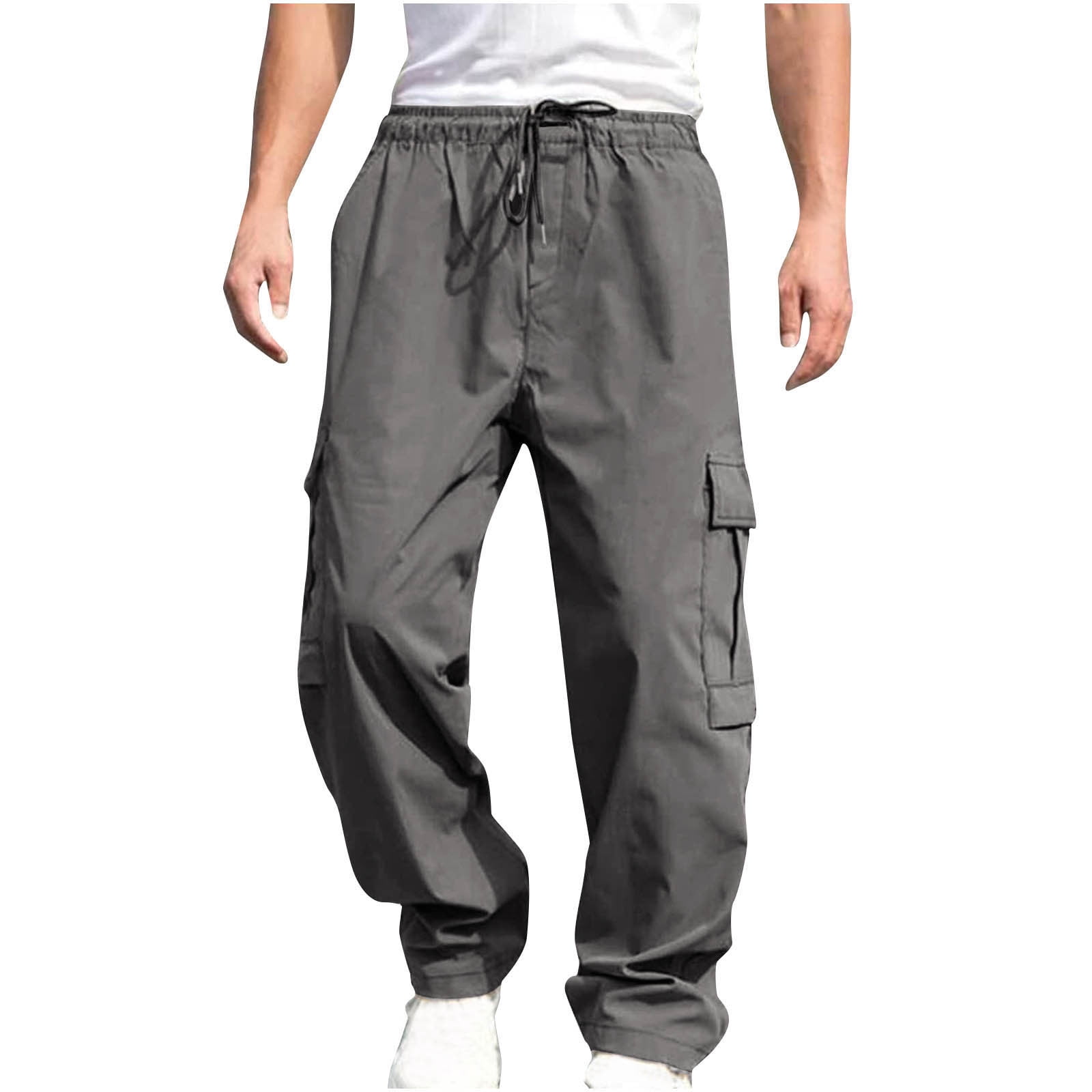 IROINNID Cargo Pants for Men Outdoor Drawstring Waist Straight Leg ...