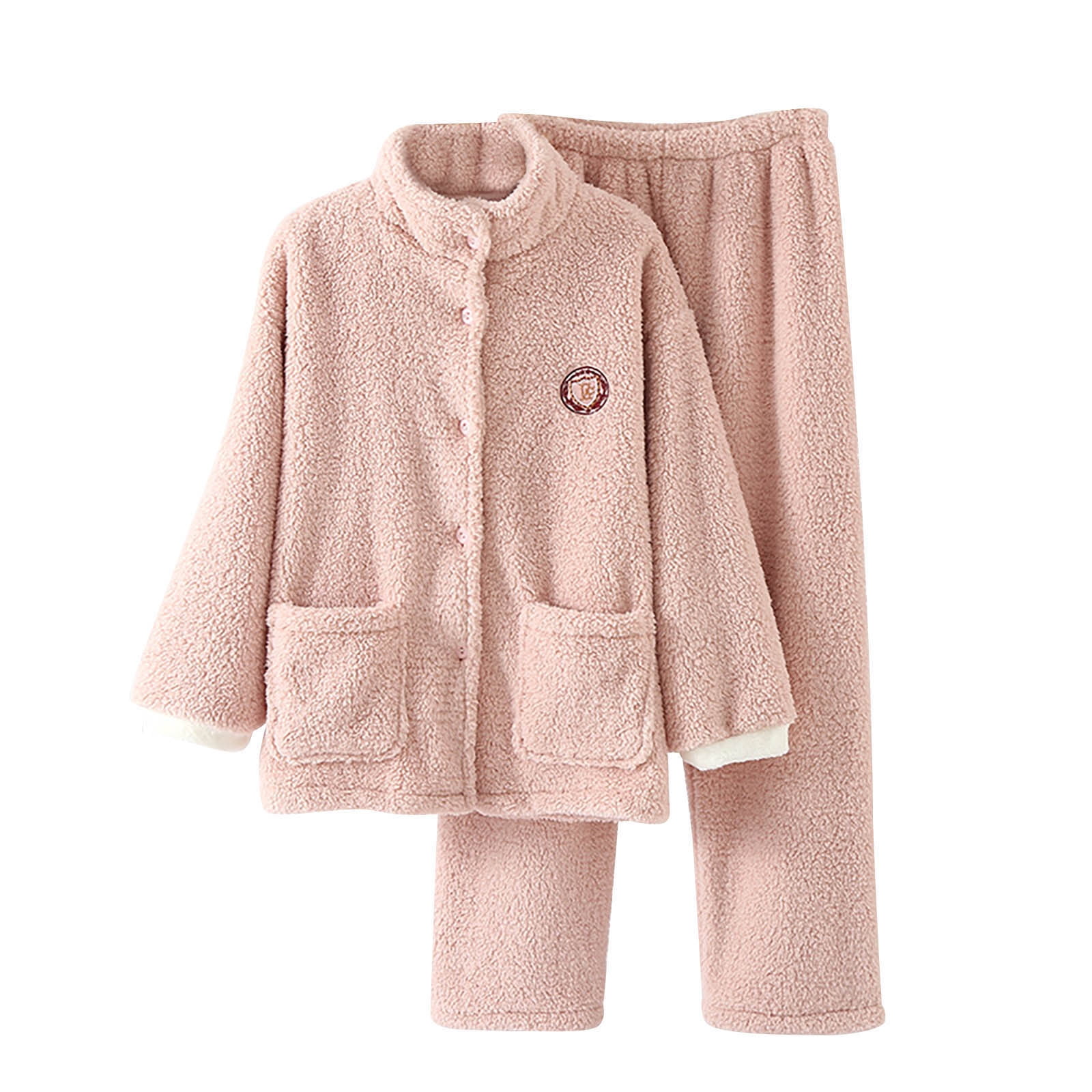 IROINNID Cute Pajamas for Women Winter Fluffy Thermal Button Tops with ...