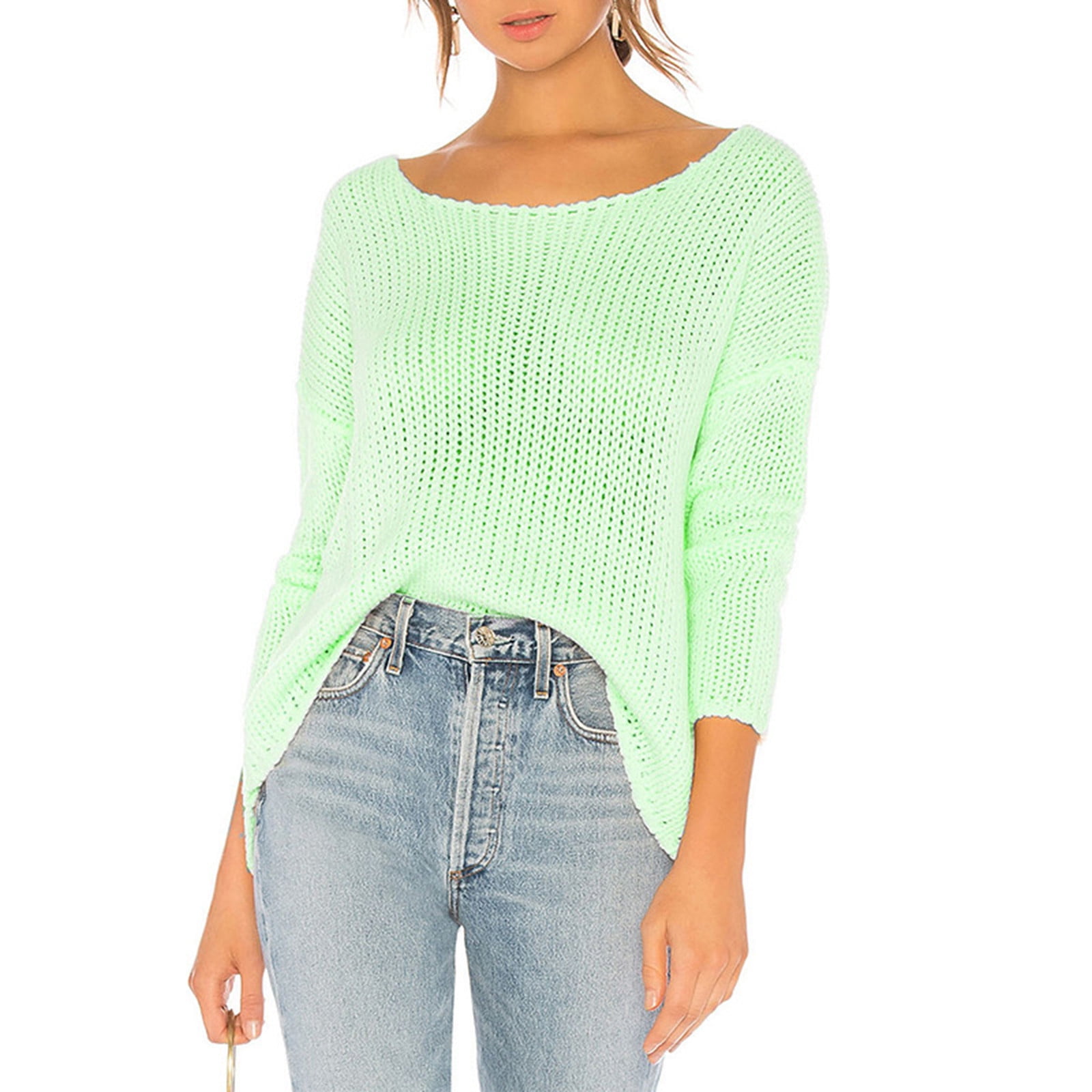 IROINNID Discount Pullover Sweater for Women Boat Neck Hollow Out Knit ...