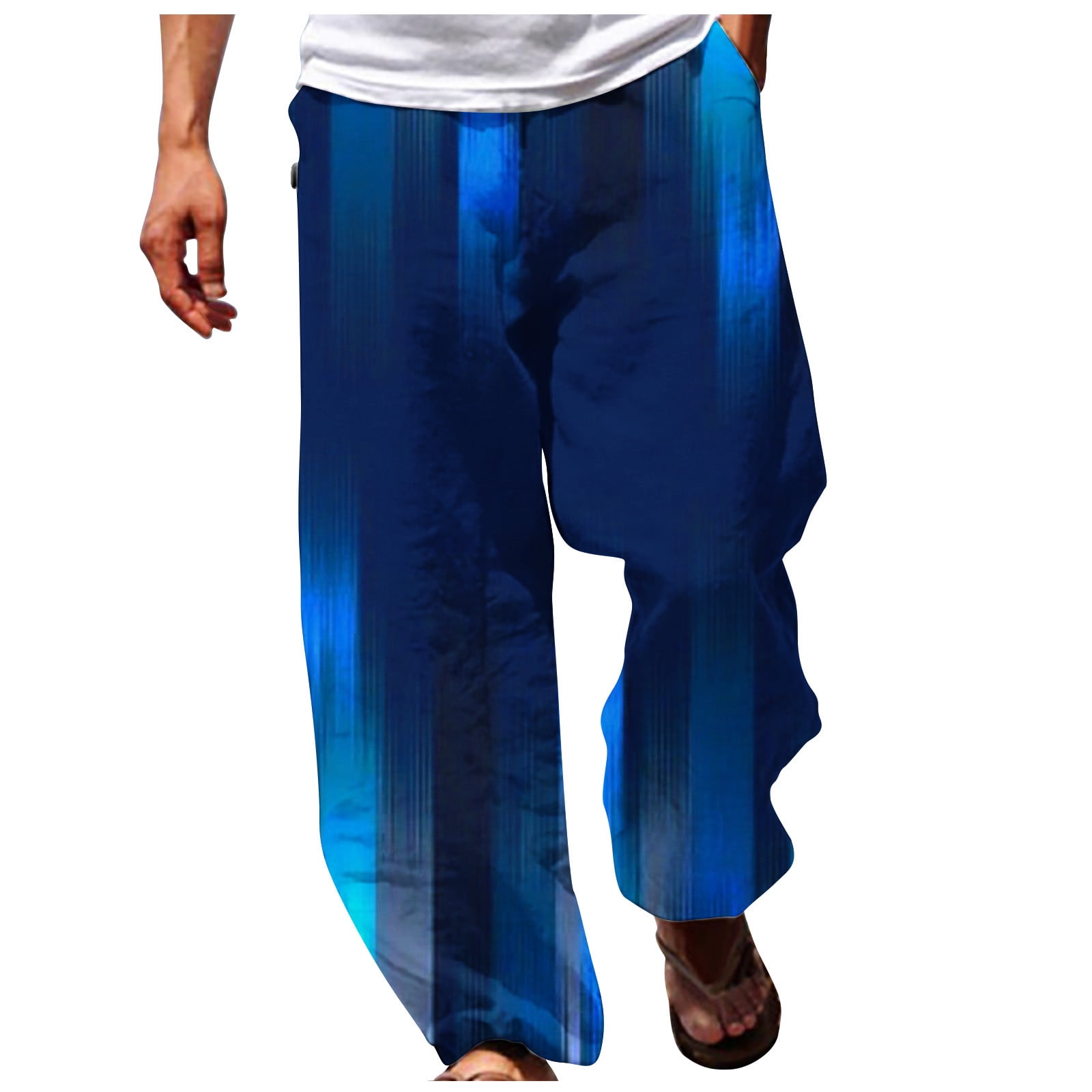 IROINNID Drawstring Pants for Men Summer Casual Gradient Wide Leg ...