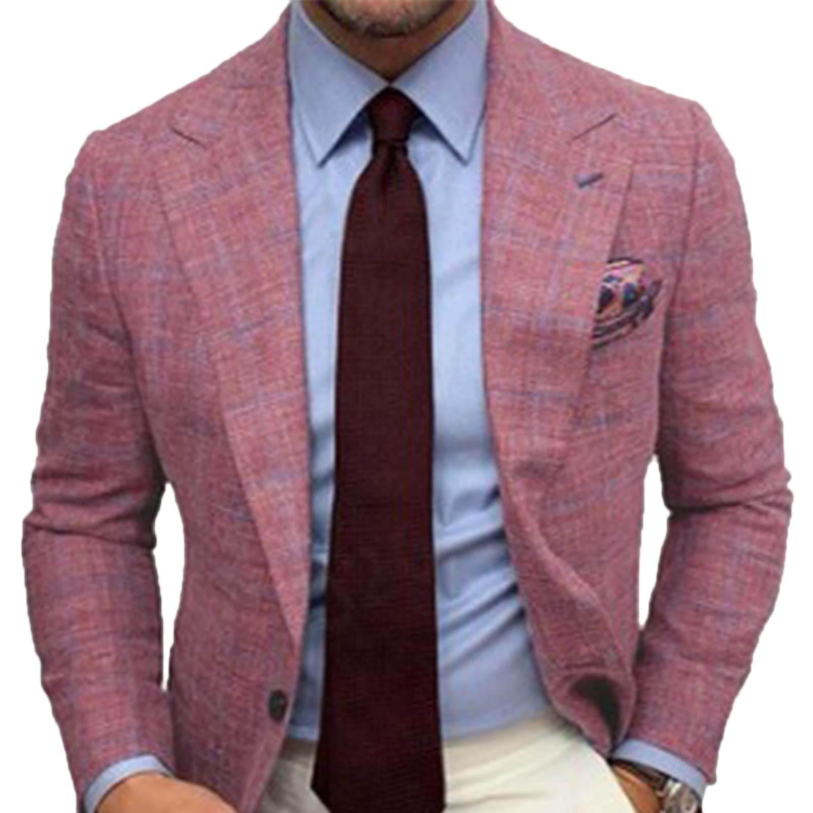 IROINNID Formal Blazer for Men Business Woolen Jacket Double Breasted ...