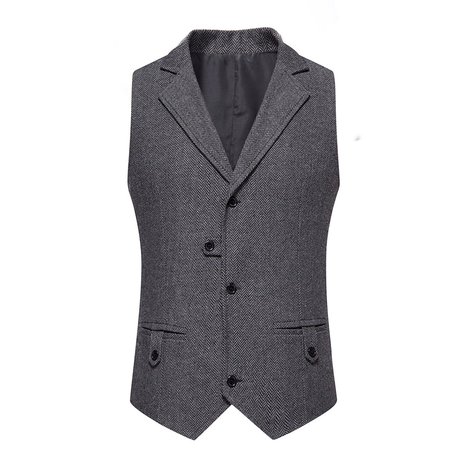 IROINNID Formal Vest for Men Single Breasted Dress Vest Turndown Collar ...