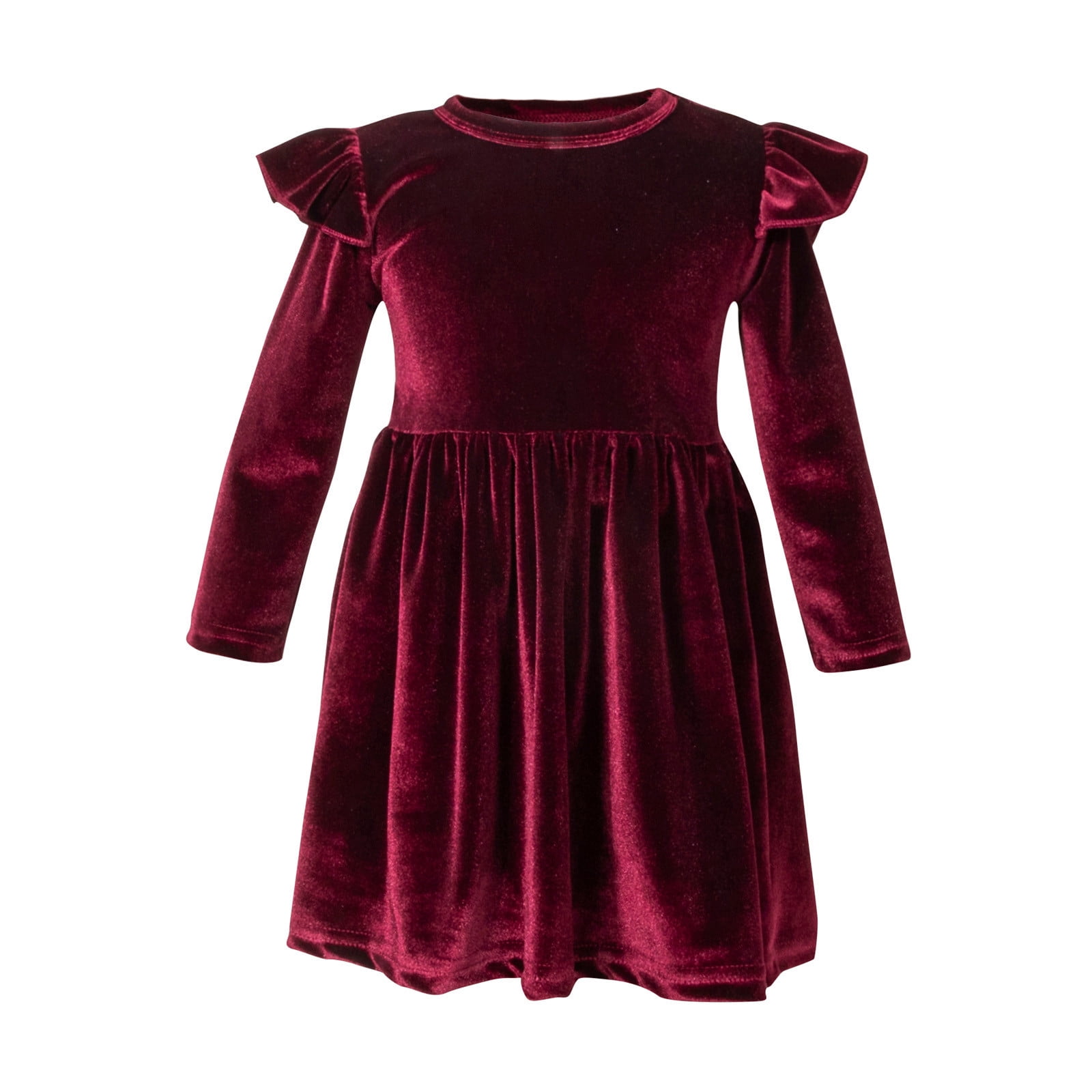 IROINNID Girls Long Sleeve Dress Toddler Girl Clothes Cute Solid Color s Single Fleece Princess ...