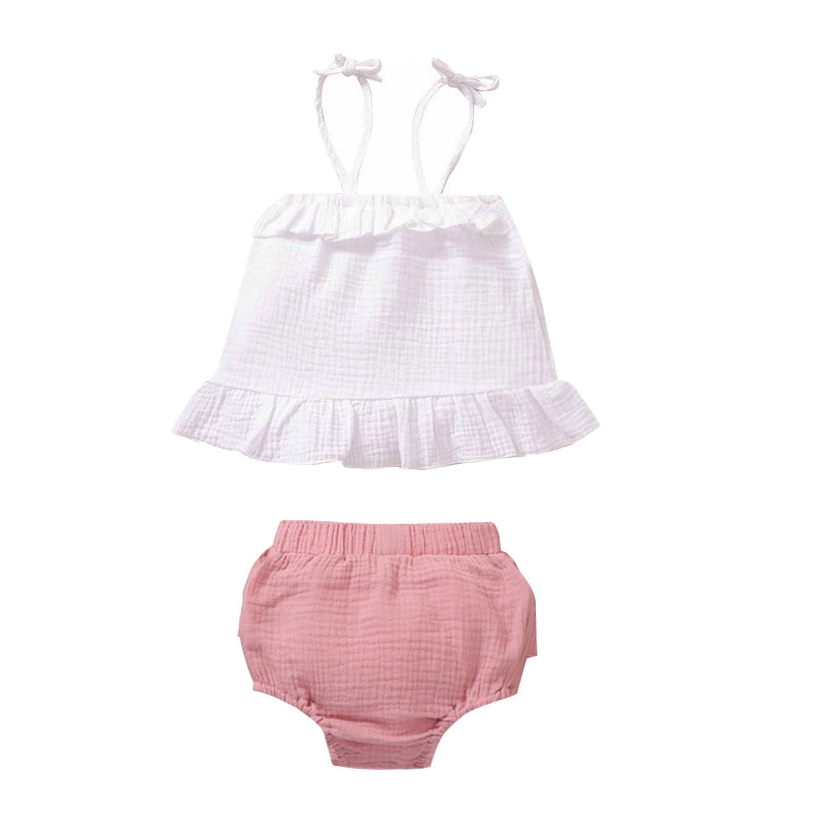 IROINNID Infant Girl's Solid Camisol Vest Ruffled Tops Pleated Shorts ...