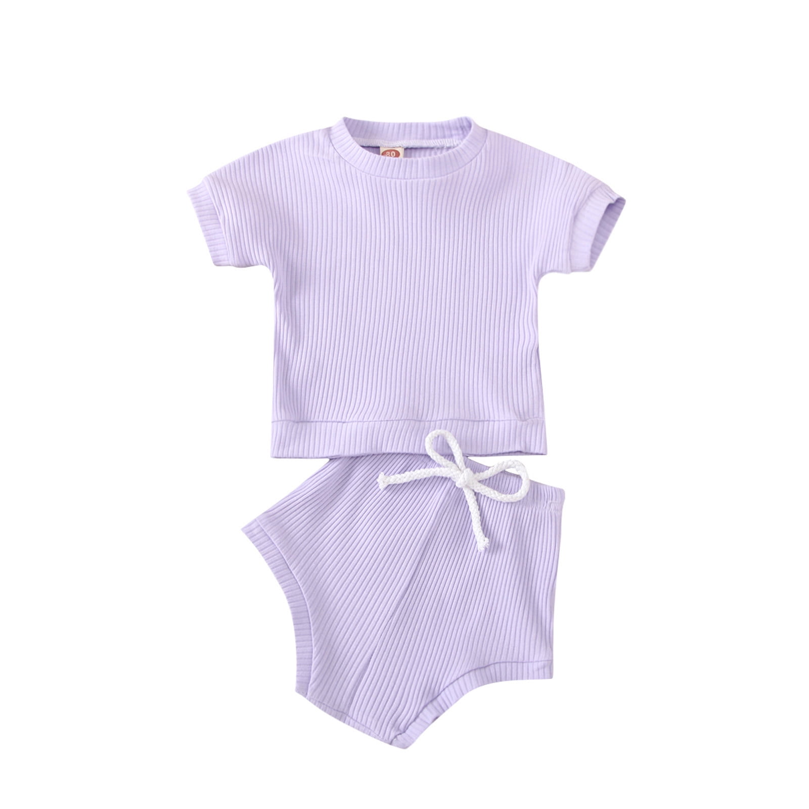 IROINNID Infant Girl's Solid Ribbed Fashion Tops Shorts Outfits Set ...