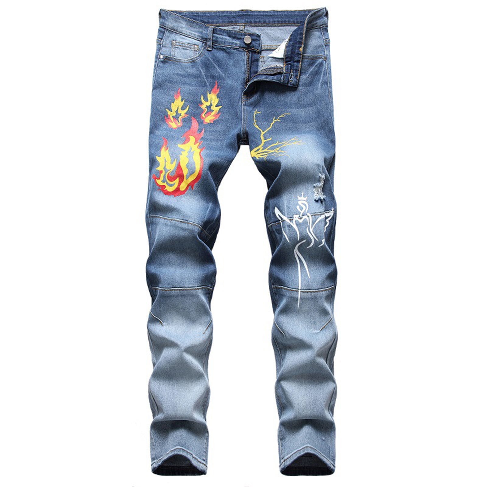 IROINNID Jean Pants For Men Light Wash Stretch Light Color Trendy Slim ...