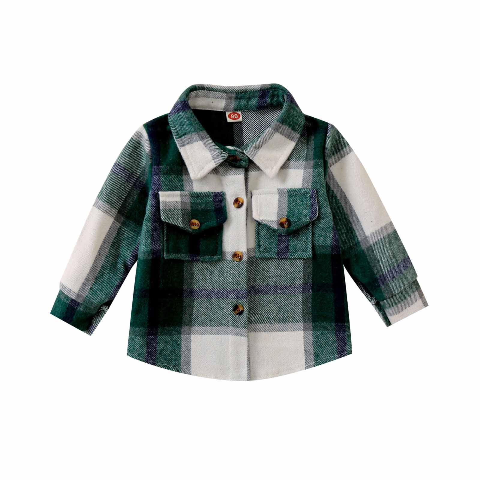 IROINNID Kids Flannel Shirt Jacket Plaid Long Sleeve Turndown Lapel ...