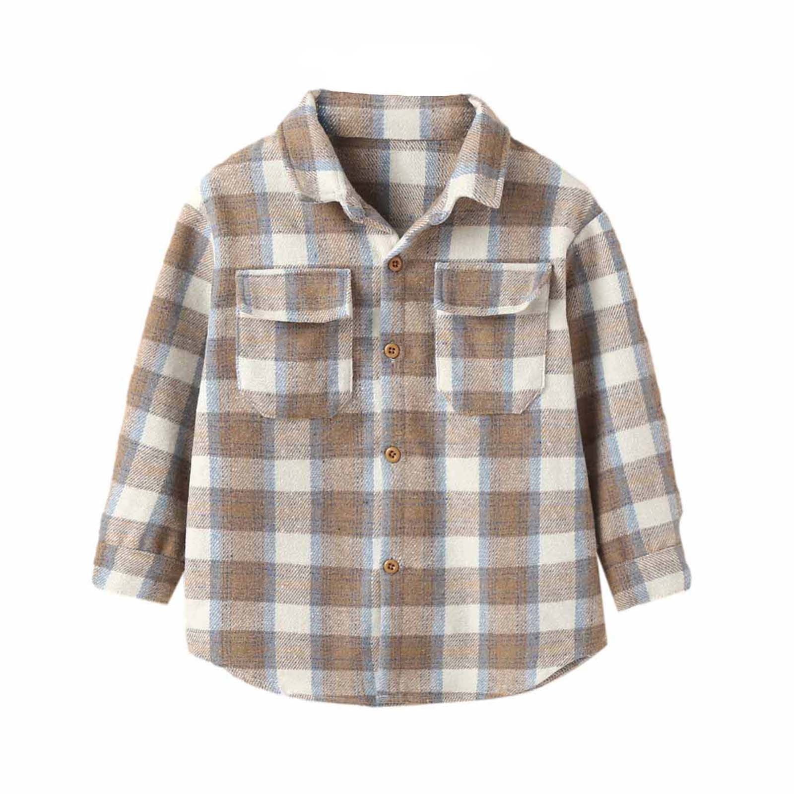 IROINNID Kids Flannel Shirt Jacket Plaid Long Sleeve Turndown Lapel ...