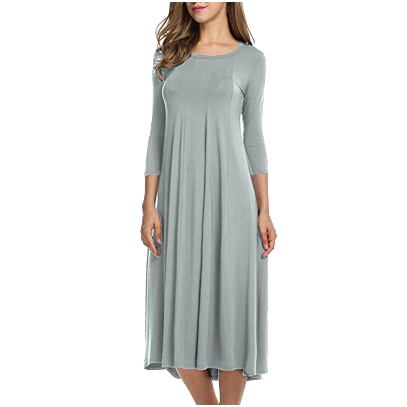 IROINNID Long Sleeve Dress for Women Strapless Round Neckline Fit&Flare ...