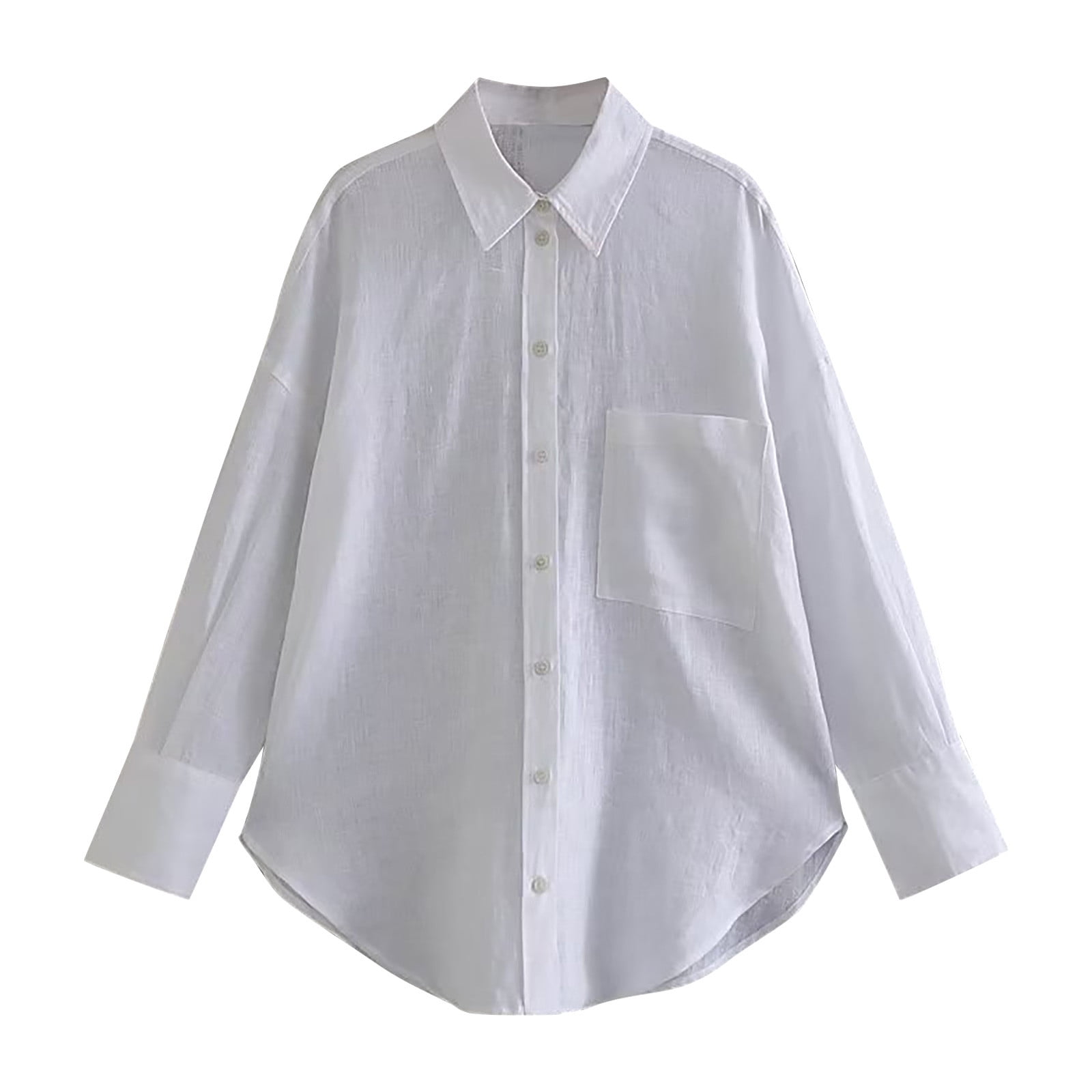 IROINNID Long Sleeve Pullover Shirt for Women Comfy Sold Color Lapel ...