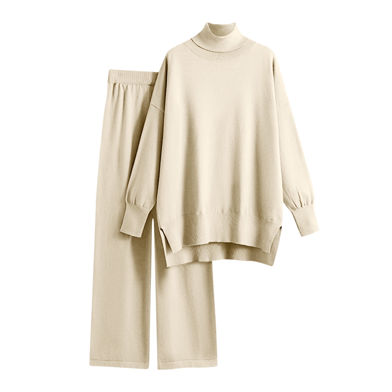 IROINNID Lounge Sets for Women Turtleneck Pullover with Wide Leg Pants ...