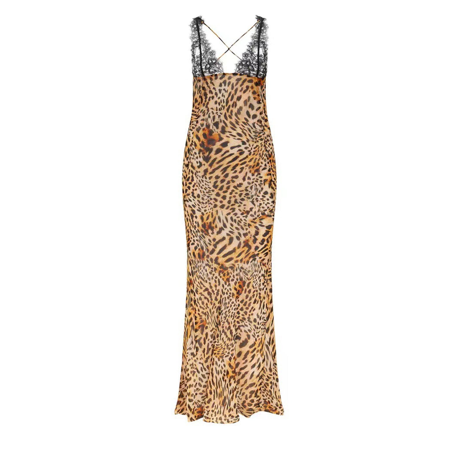 IROINNID Maxi Dress for Women Formal Fall Dress Sling Leopard Print ...