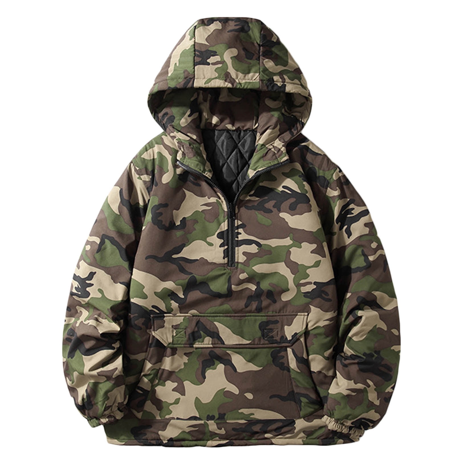 IROINNID Men's Hoodie Anorak Long Sleeve Camoflage Casual Multi- Cotton ...