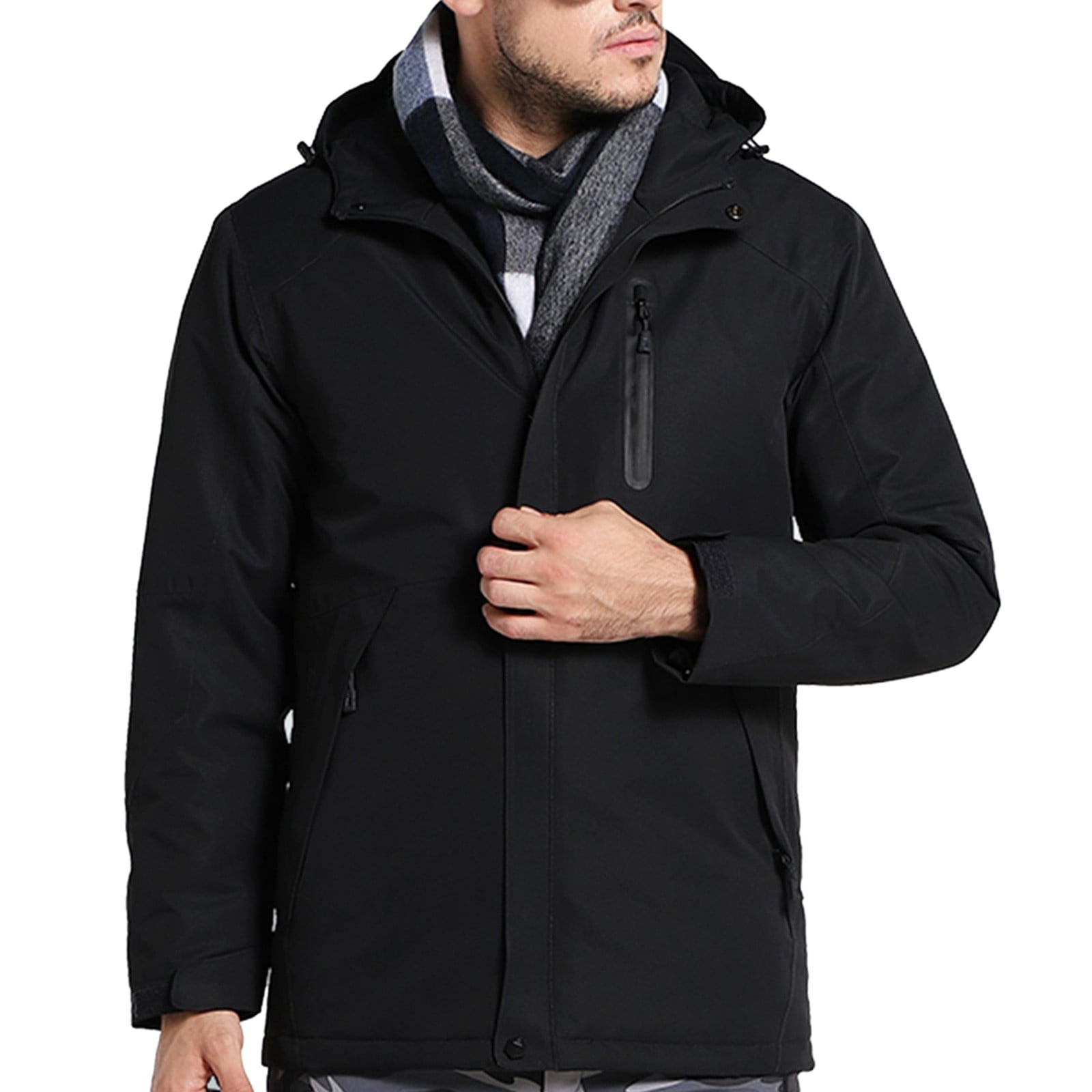 IROINNID Men's Long Sleeve Parka Mid-Length Jacket Solid Color Comfy ...