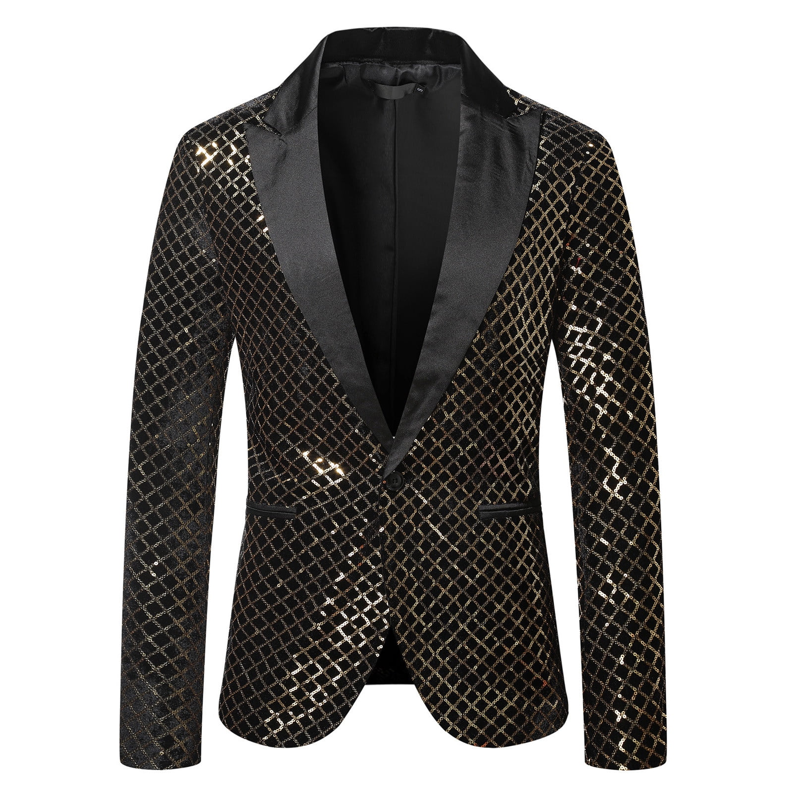 IROINNID Men's Long Sleeve V-Neck Blazer Peak Lapel Short Jacket Solid ...