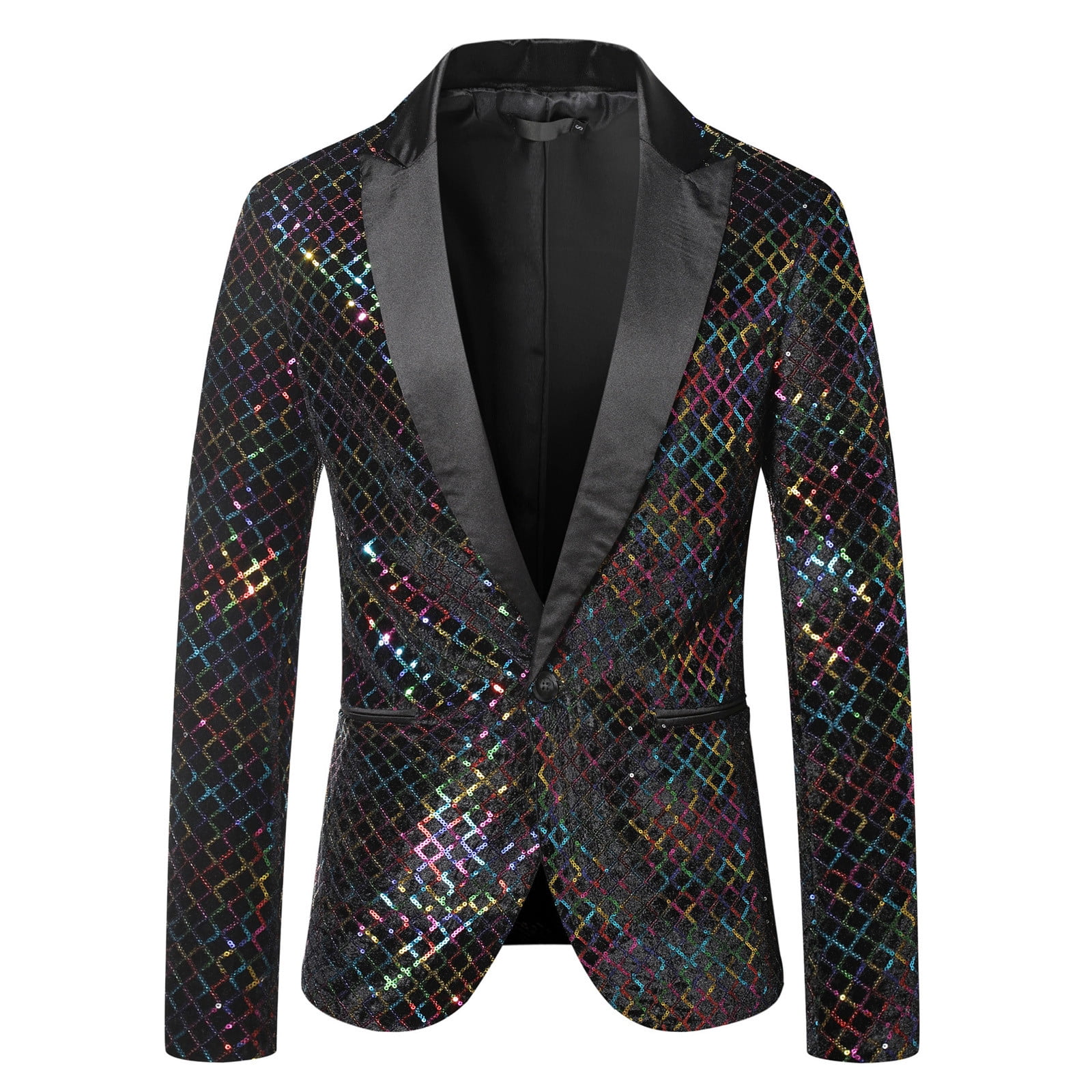 IROINNID Men's Long Sleeve V-Neck Blazer Peak Lapel Short Jacket Solid ...