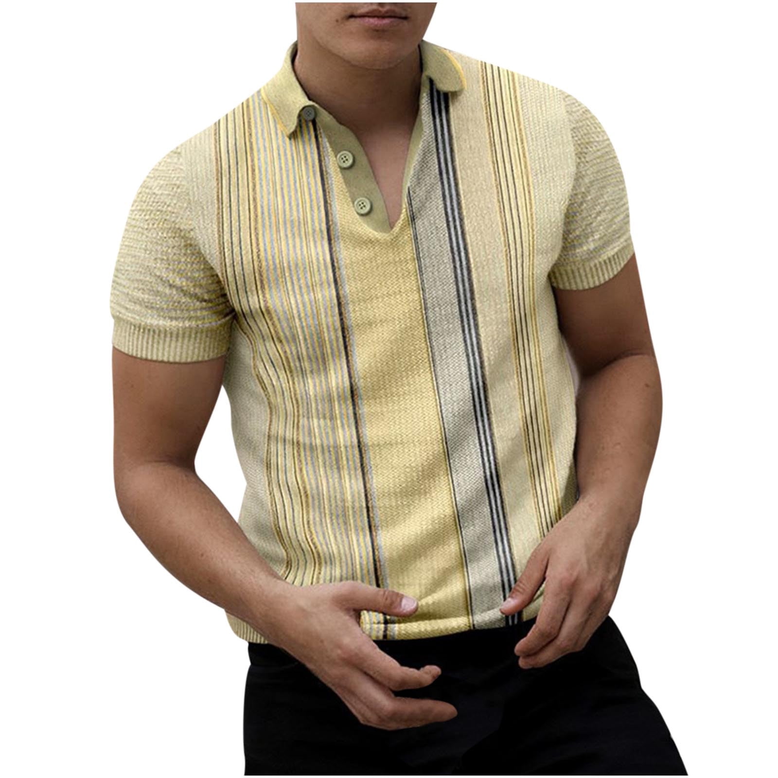 IROINNID Men's Printed Lapel Zip Casual Short Sleeve Comfy Shirt ...