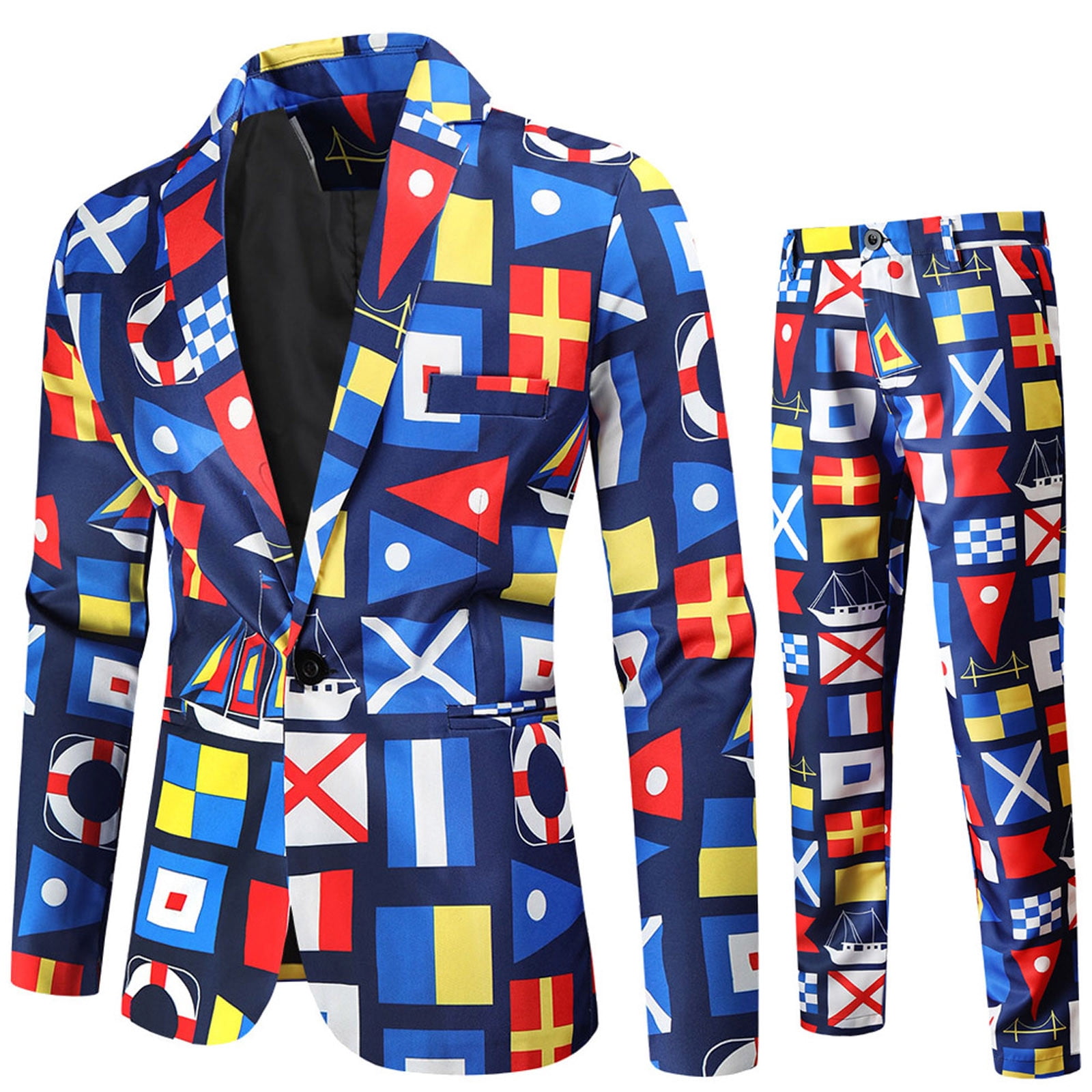 IROINNID Men's Suit Formal Blazer One Button Cotton Jacket with Pants ...