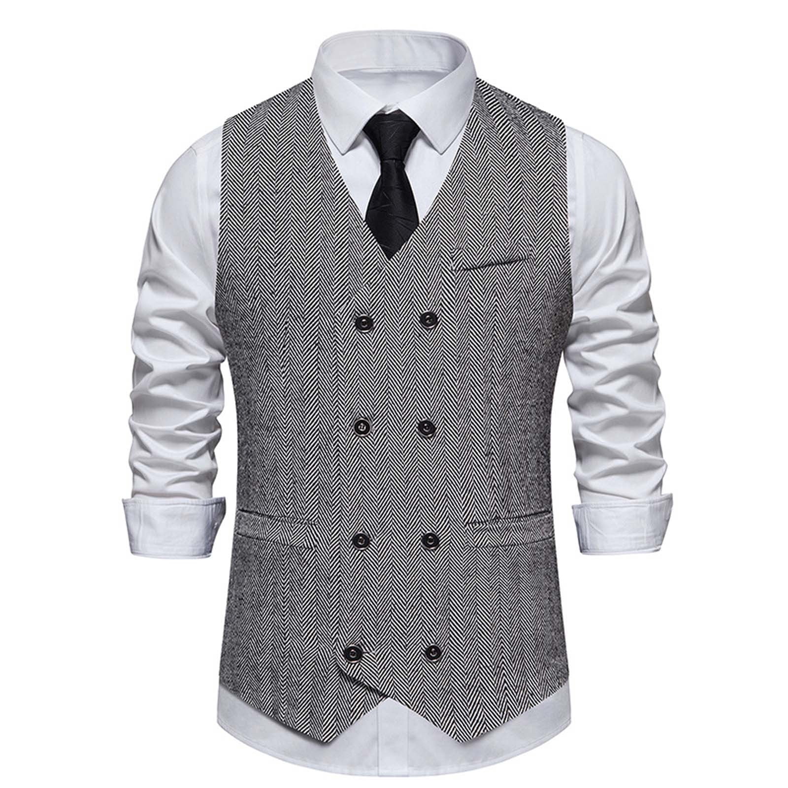 IROINNID Men's Suit Vest Blouse Business Formal Dress Waistcoat Vest ...