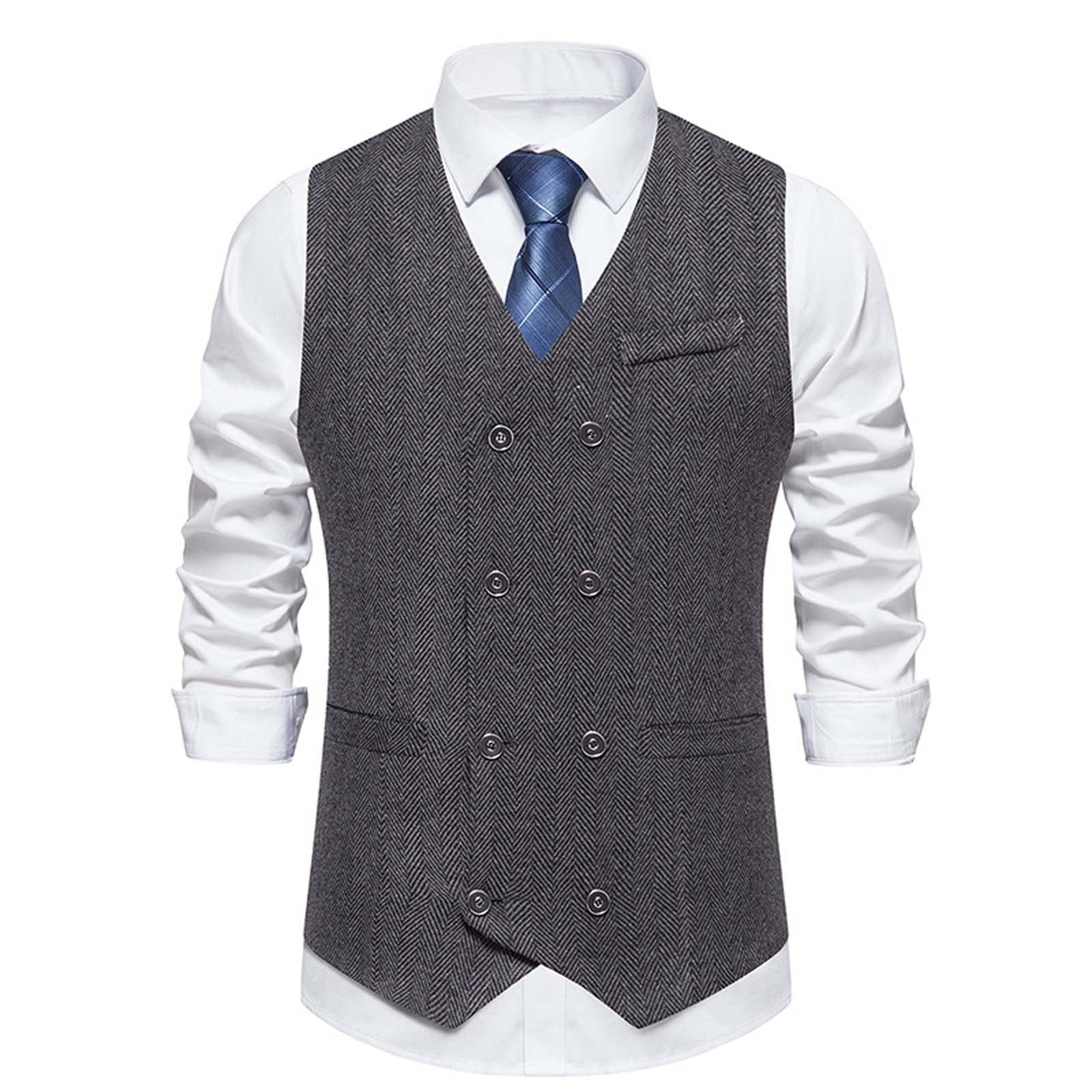 IROINNID Mens Suit Vest Formal Single Breasted Sleeveless Classic ...