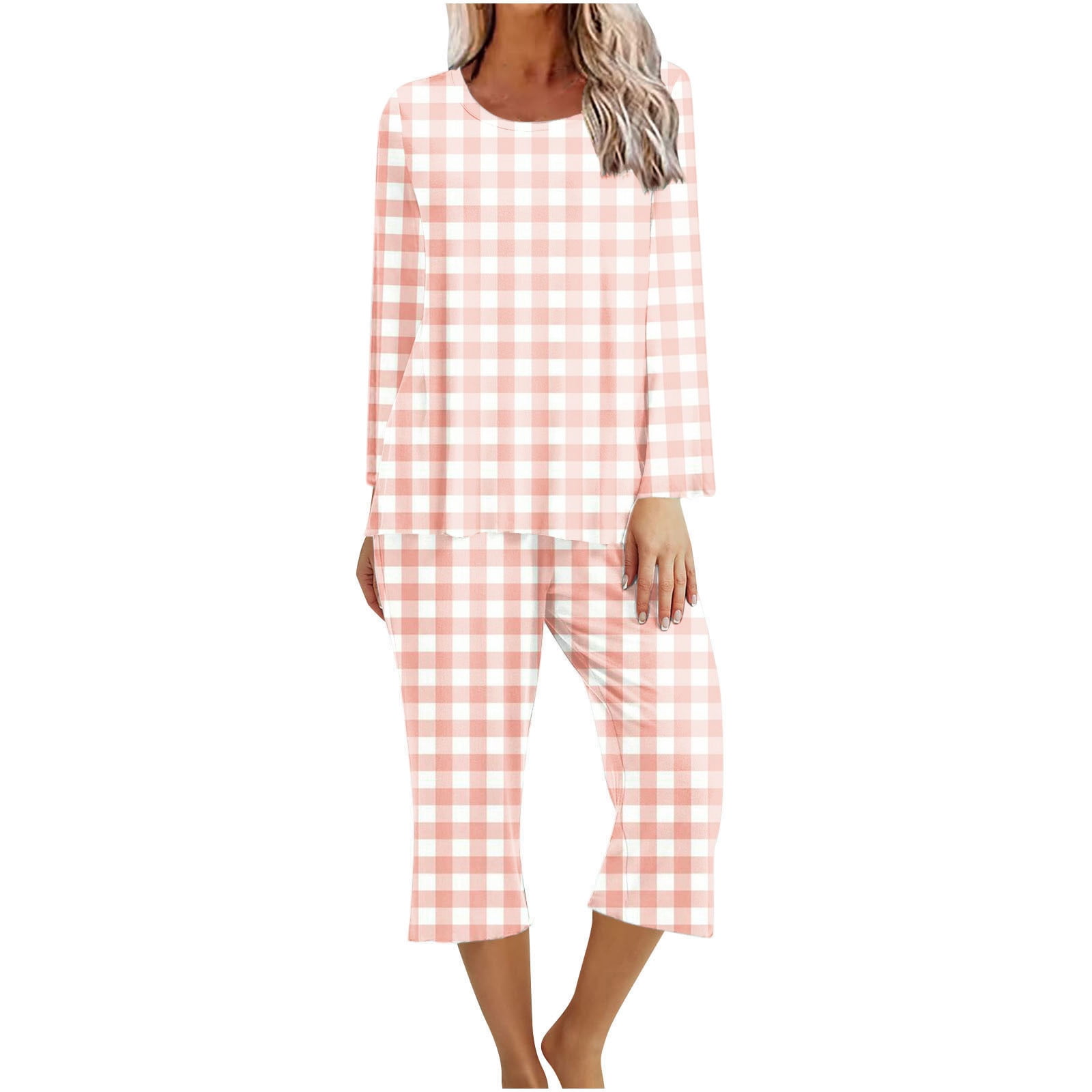 IROINNID Pajamas Set for Women Round-Neck Loose Fit Two-Piece Sleepwear ...