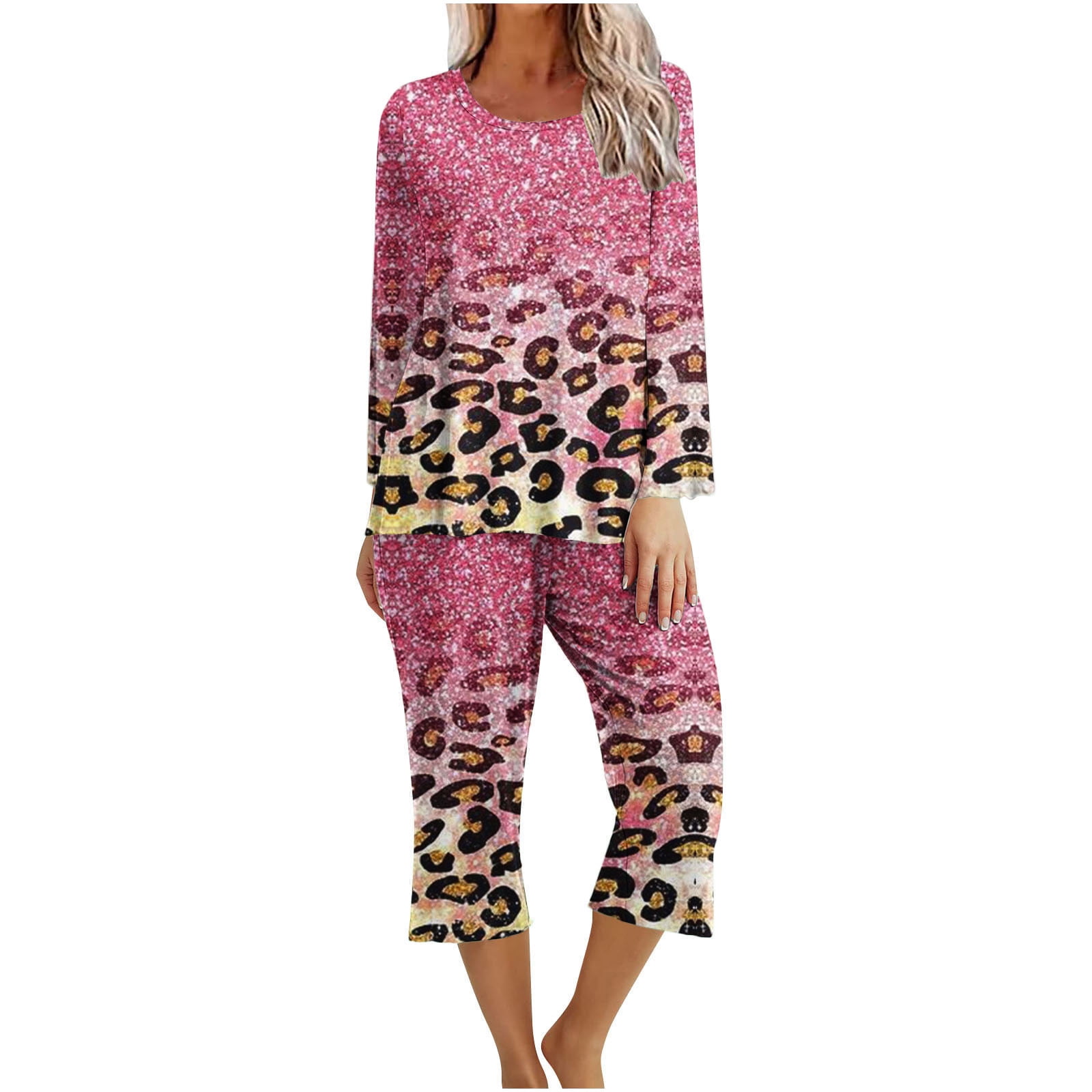 IROINNID Pajamas for Women 2PC Set Loose Fit Crewneck Pullover with ...
