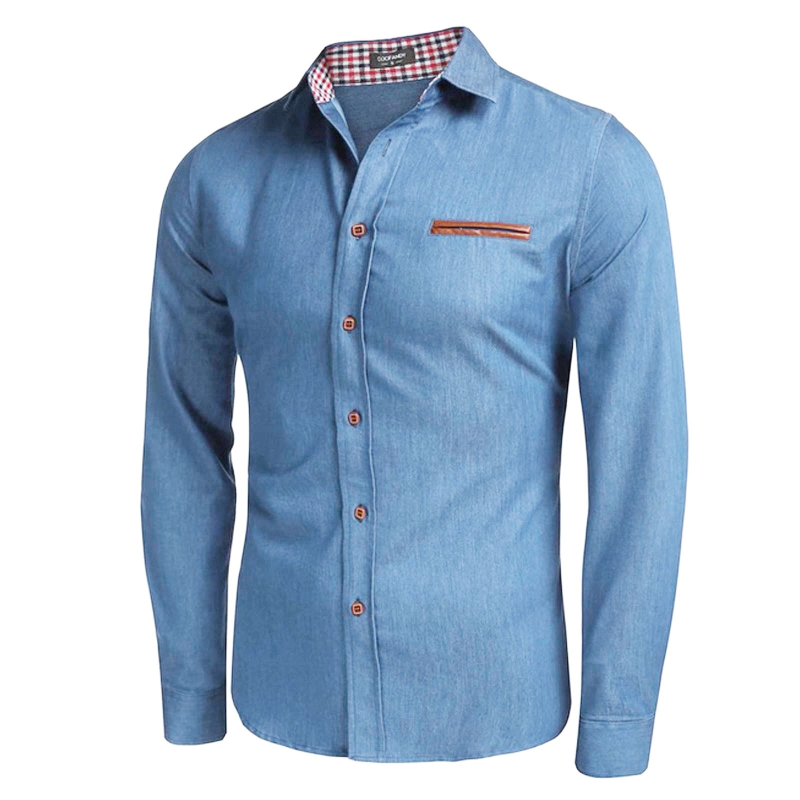 IROINNID Button Down Shirts for Men Solid Color Long Sleeve Shirt ...