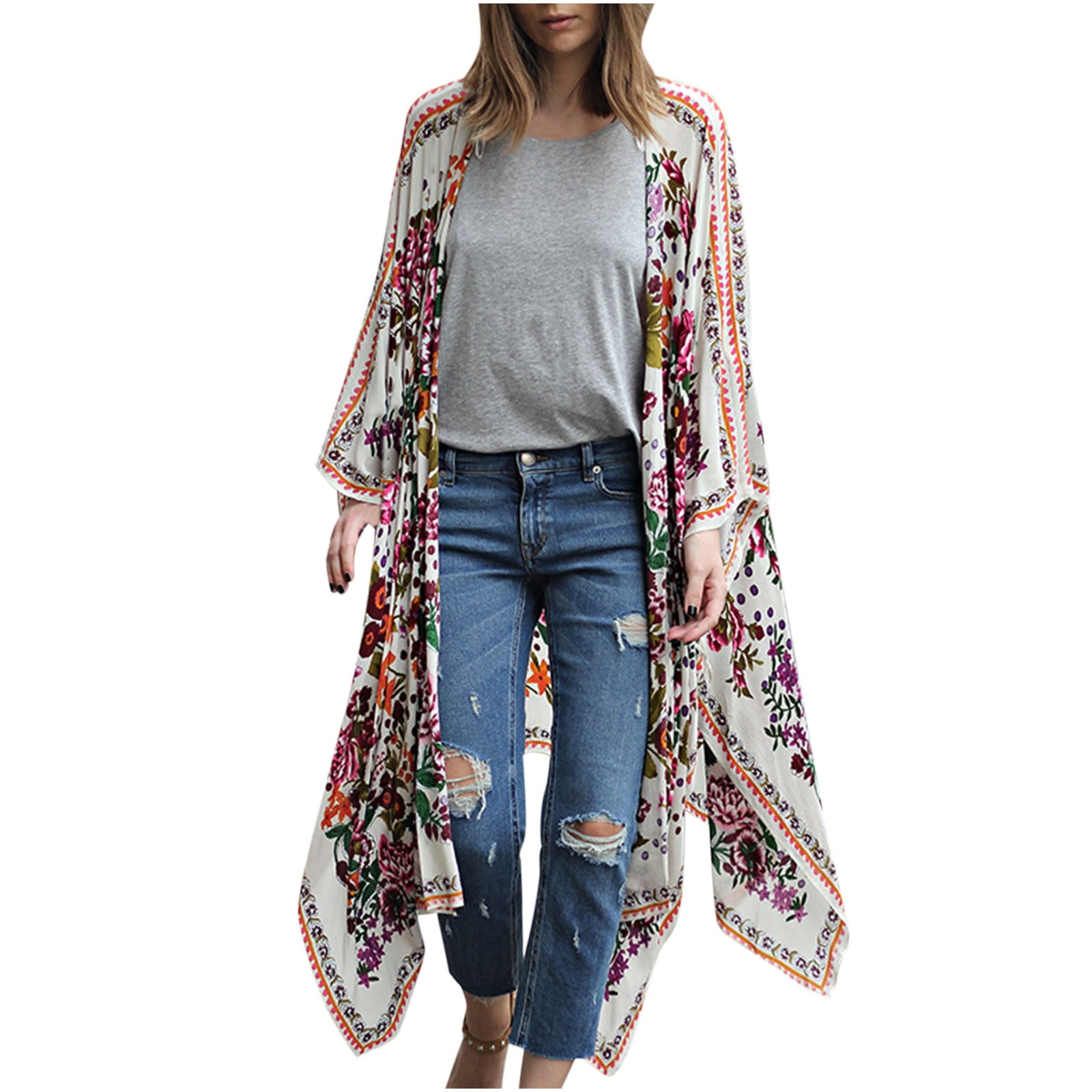 IROINNID Savings Plus Size Cardigan for Women Flowy Kimono Cardigan ...