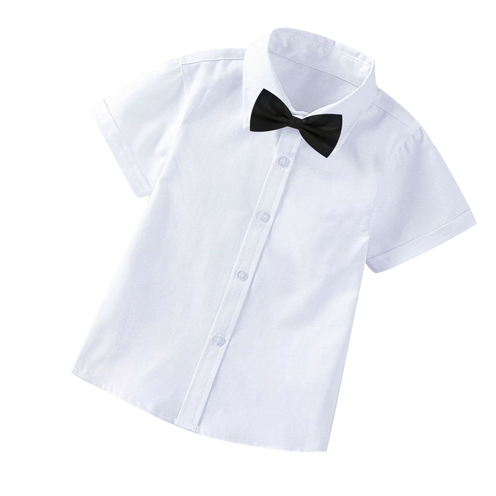 IROINNID School Uniform Toddler Boys Short Sleeve Blouse Solid Color ...